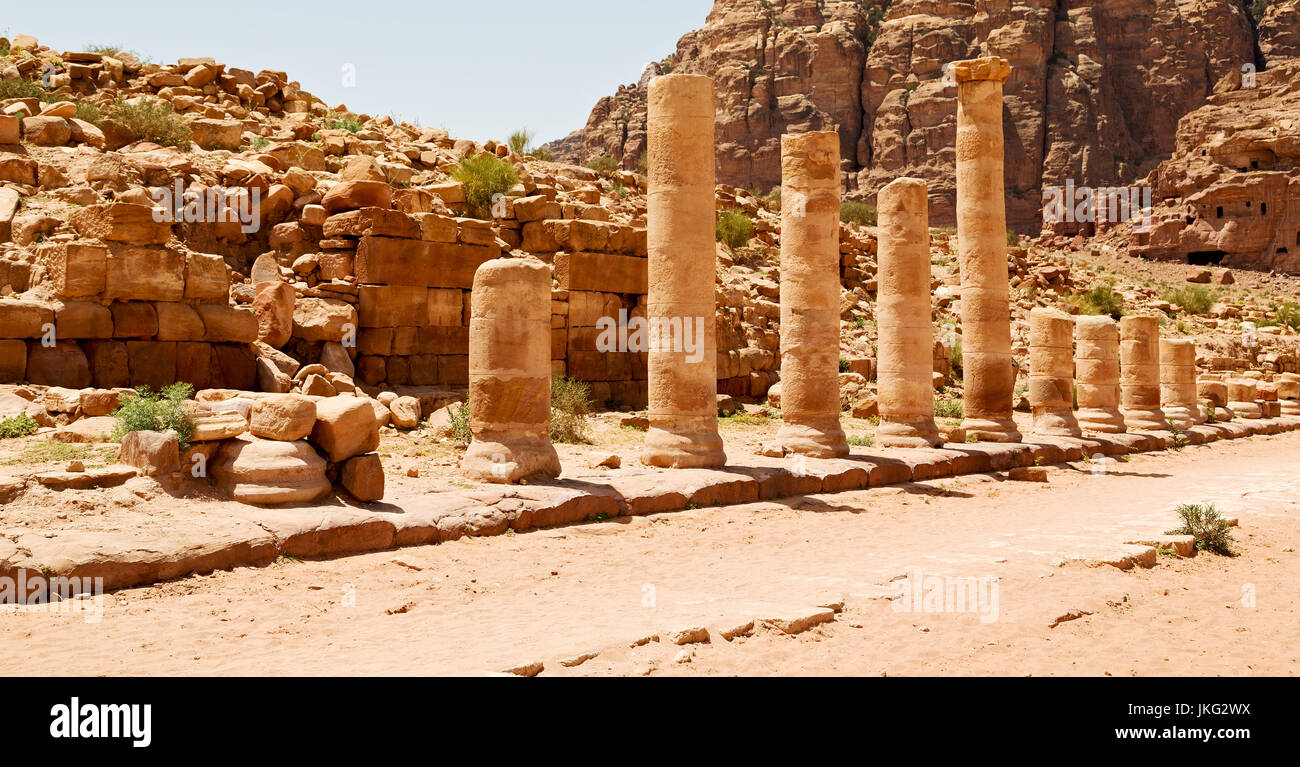in petra jordan the antique street full of columns and architecture ...