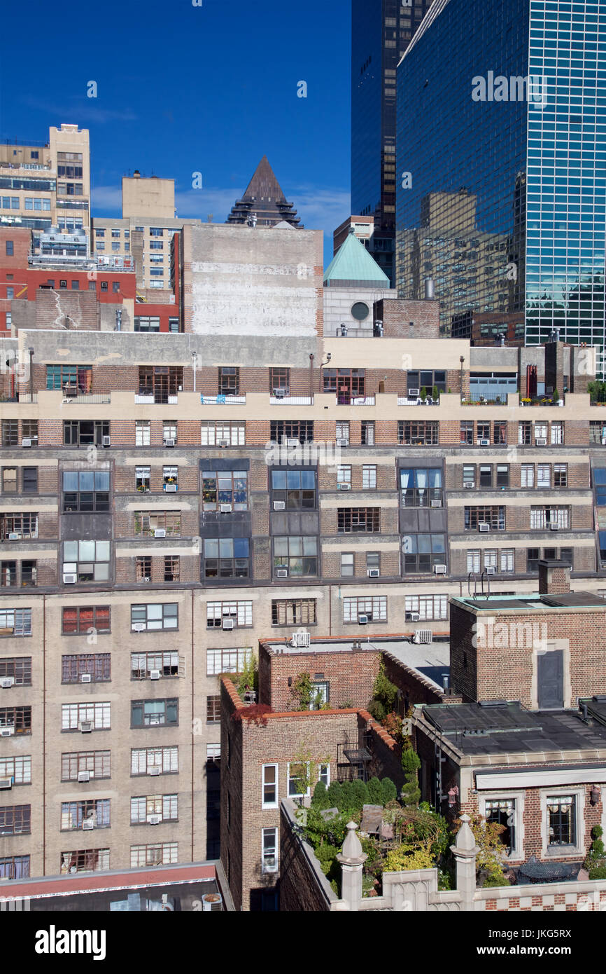 Densely-packed buildings in East Midtown Manhattan near Tudor City and ...
