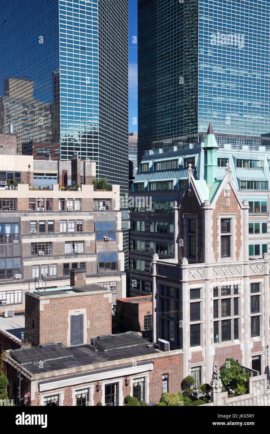 Densely-packed buildings in East Midtown Manhattan near Tudor City and ...