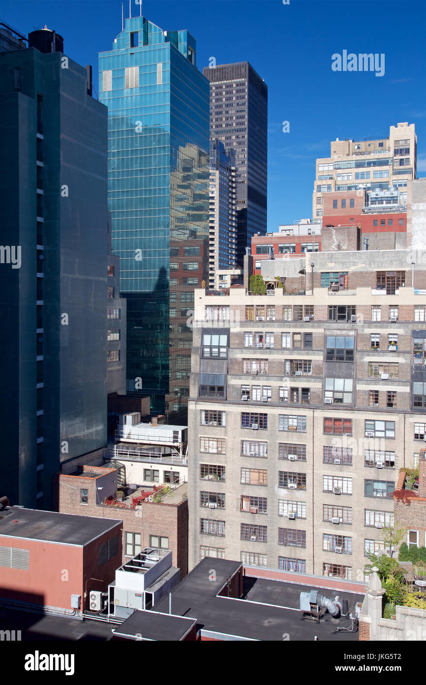 Densely-packed buildings in East Midtown Manhattan near Tudor City and ...
