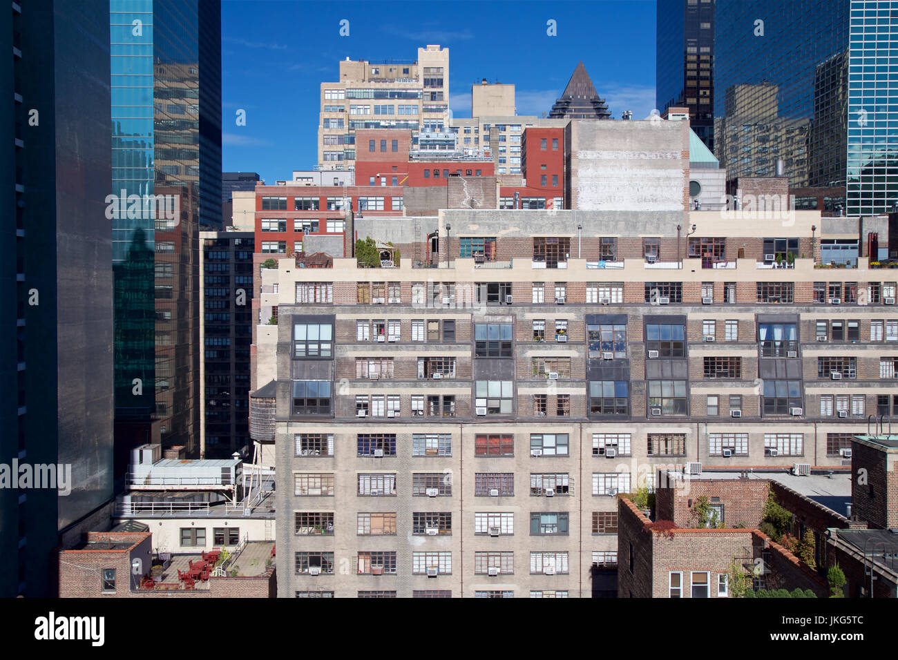 Densely-packed buildings in East Midtown Manhattan near Tudor City and ...