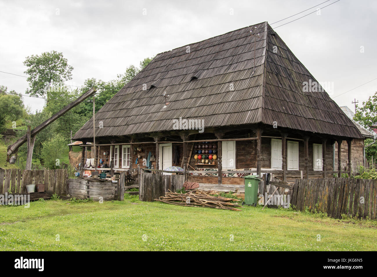 typical wooden rural house in the Maramures region, Romania Stock Photo ...