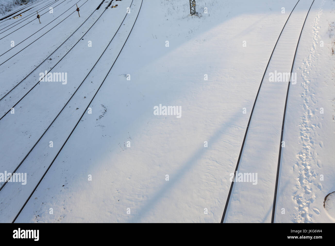 Train tracks at winter Stock Photo - Alamy