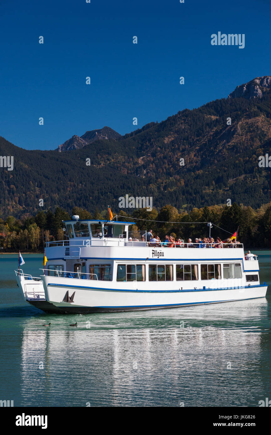 Germany, Bavaria, Fuessen, Forggensee Lake, lake cruise boat Stock ...