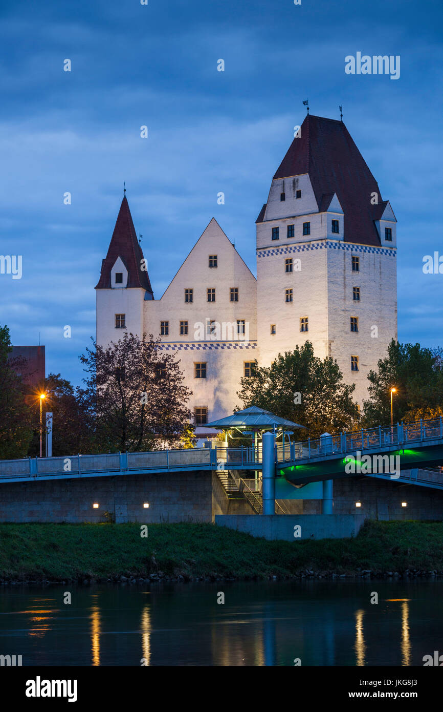 Germany, Bavaria, Ingolstadt, Neues Schloss Palace from the Danube ...