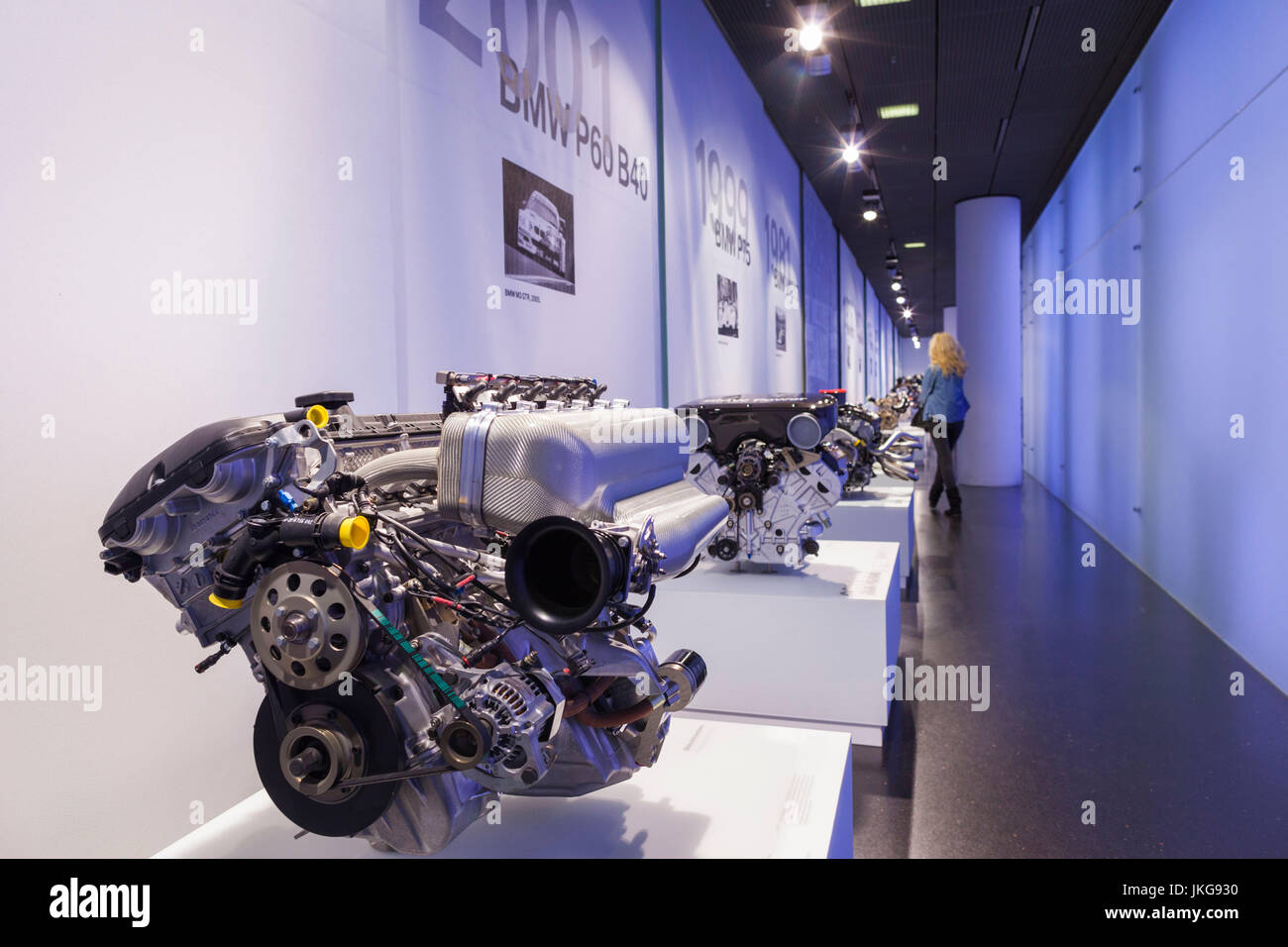 Germany, Bavaria, Munich, BMW Museum, display of BMW car engines Stock ...