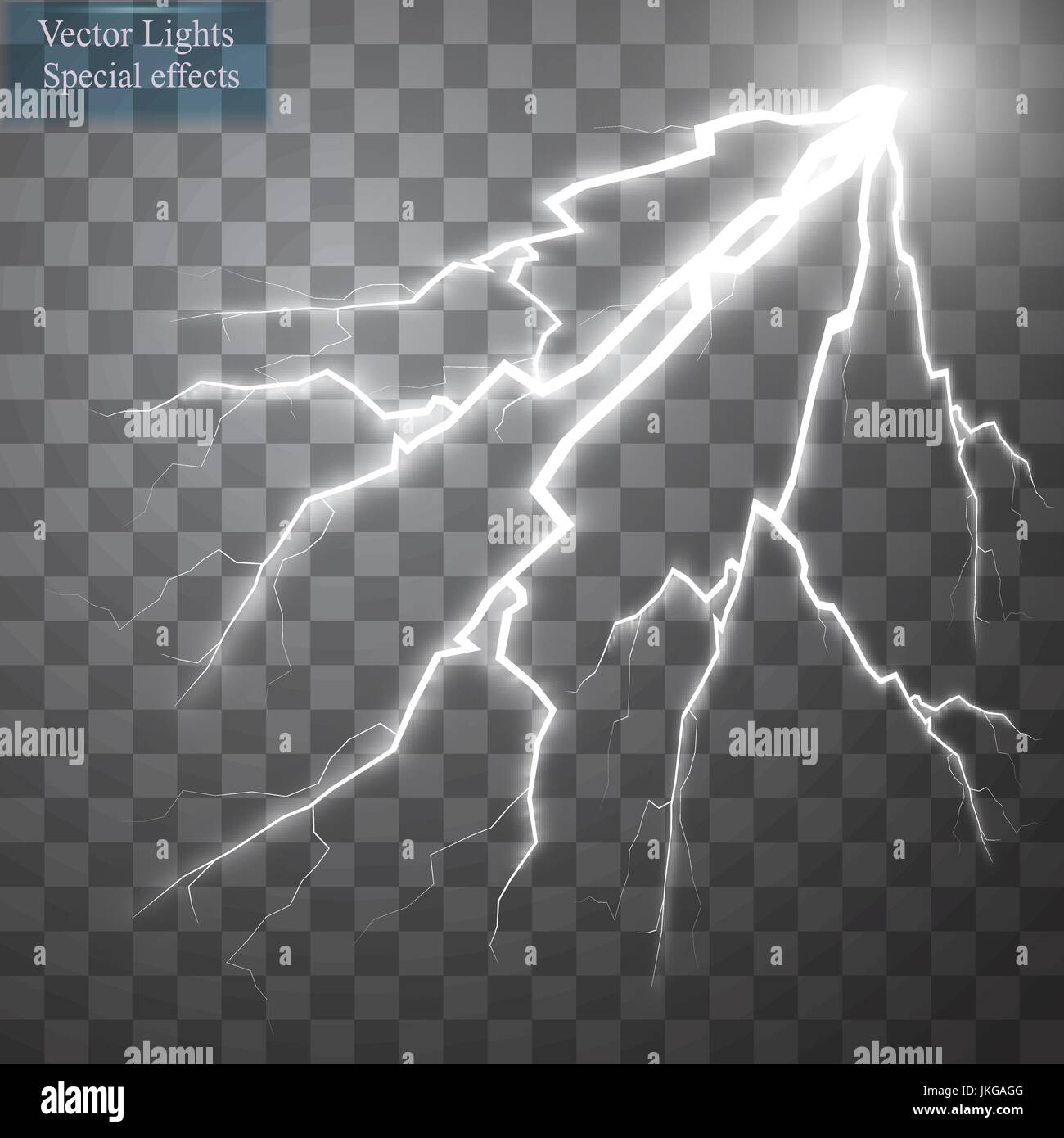 Set of lightnings. Thunder-storm and lightnings. Magic and bright ...