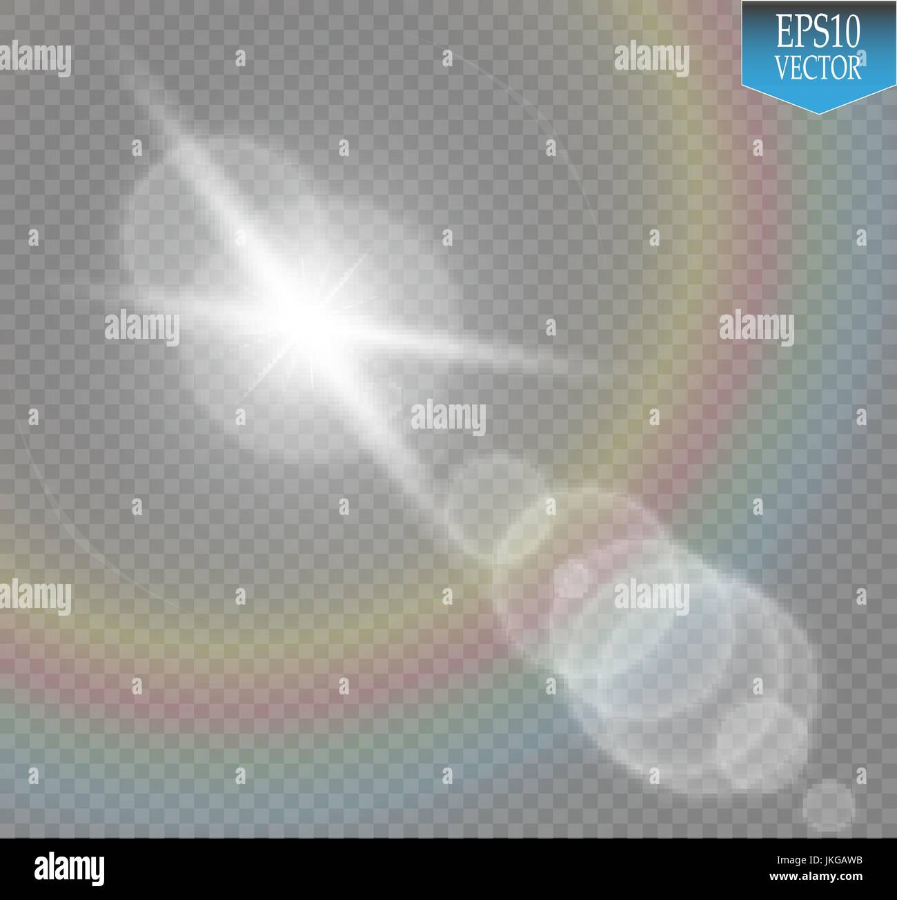 Vector transparent sunlight special lens flare light effect. Sun flash with rays and spotlight ...