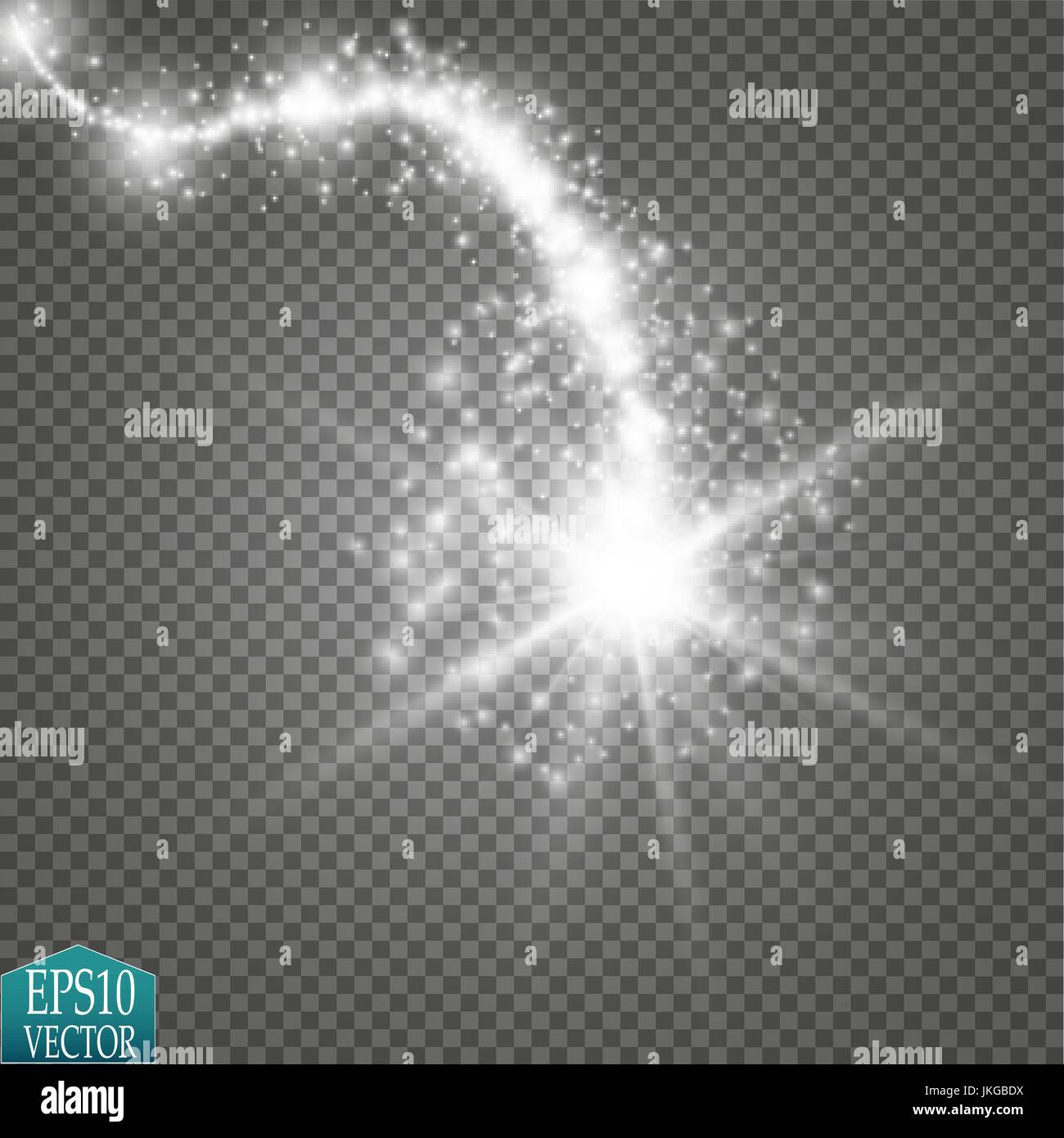 A bright comet with large dust. Falling Star. Glow light effect. Vector ...