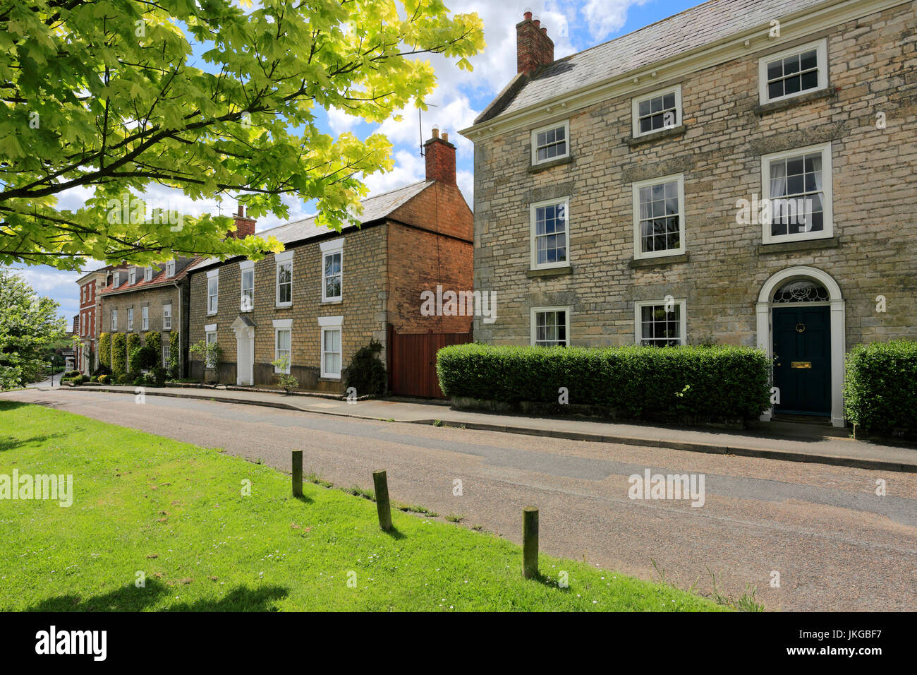 Georgian house, Folkingham village green, Lincolnshire, England Stock ...