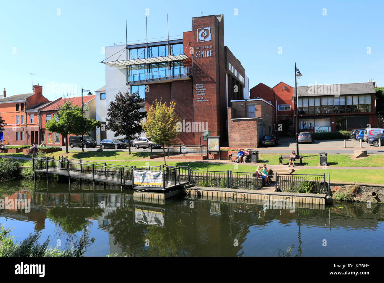 Summer; South Holland Centre, river Welland; Spalding town ...
