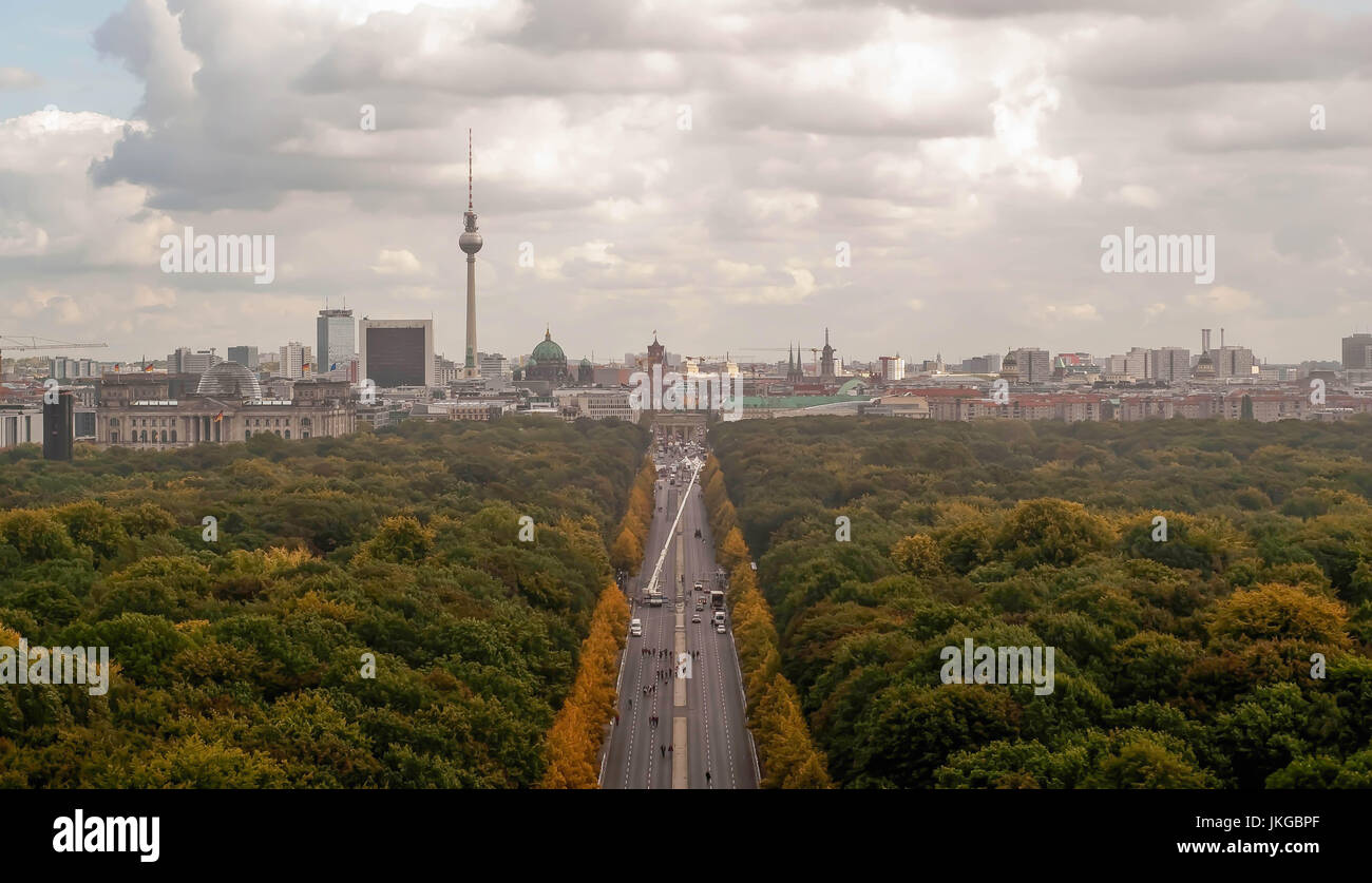 BERLIN-SEPTEMBER 28: City view from the top of the Victory column,on ...