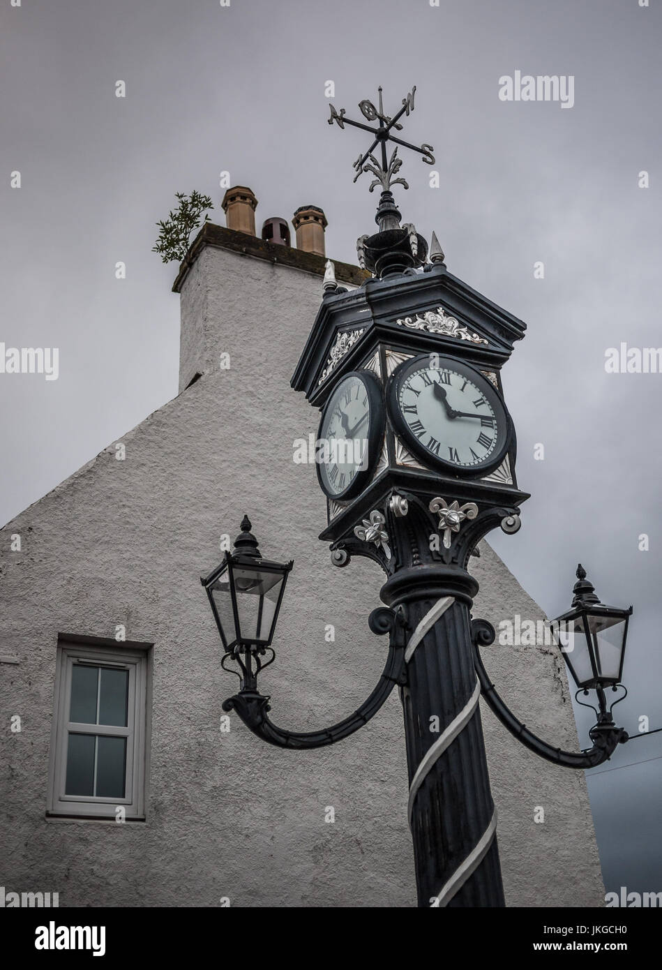 Street clock with compass rose in Ullapool, Scotland Stock Photo - Alamy