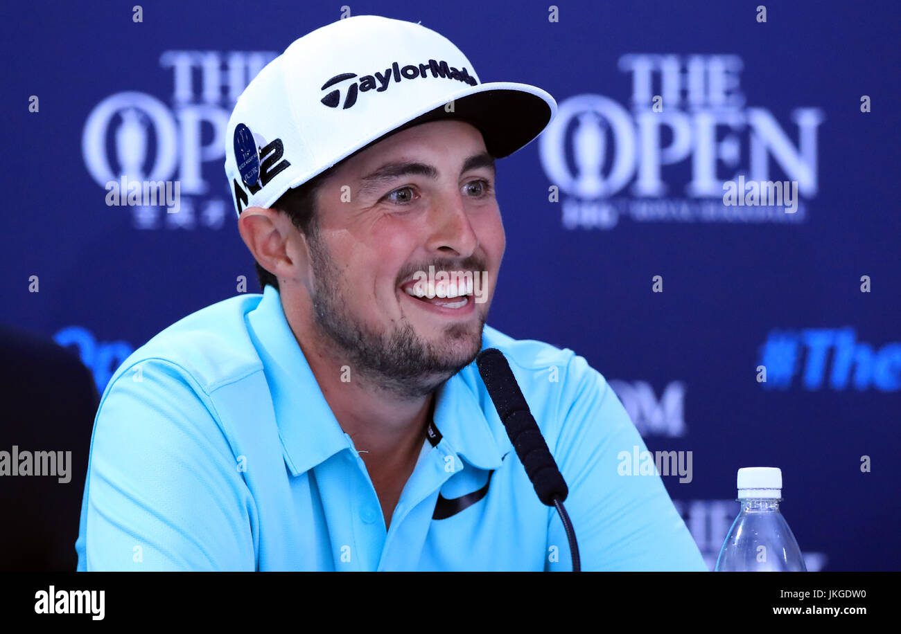 England's Alfie Plant during a press conference after his round during ...