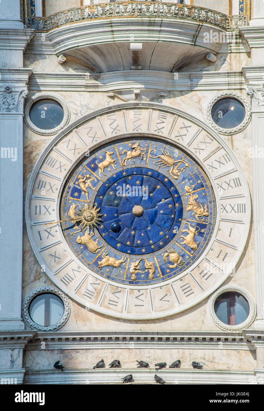 Detail of The Clock Tower in Venice, Italy Stock Photo - Alamy