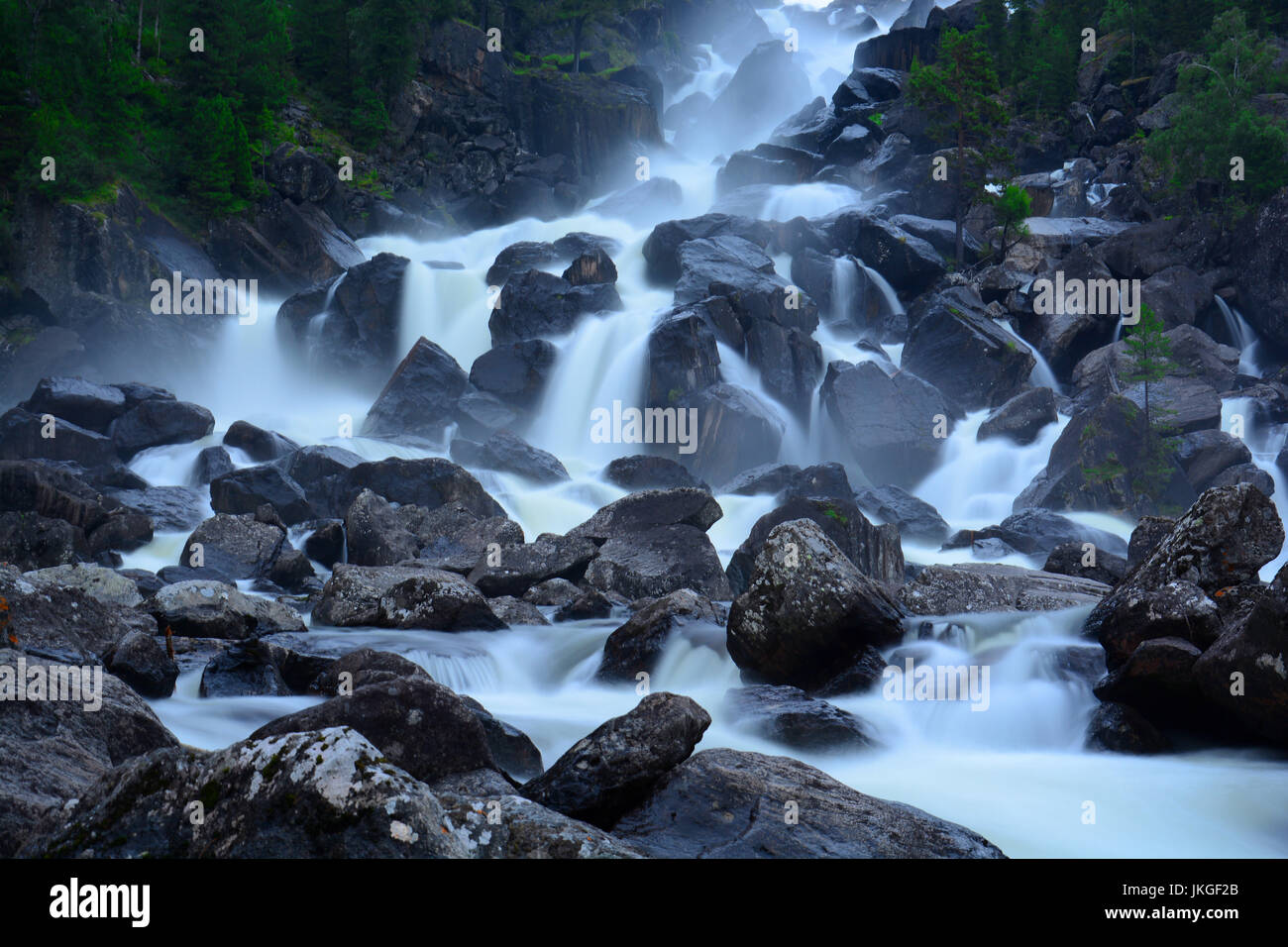 Uchar Waterfall on the Chulcha River, The Big Chulchinsky Stock Photo ...