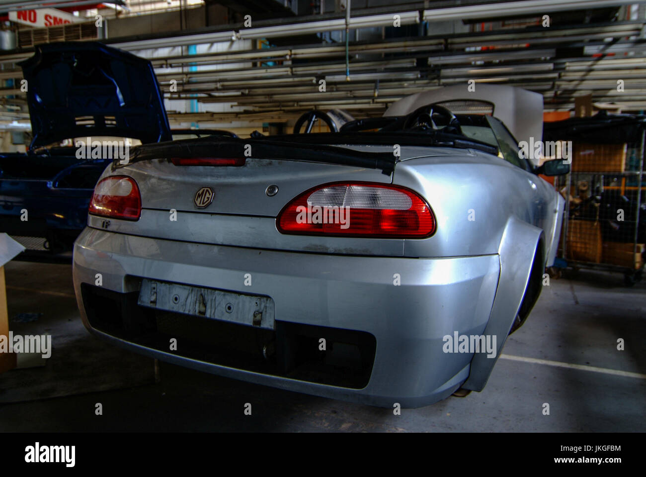 A silver modified MG TF car that never made it on the road. The concept ...