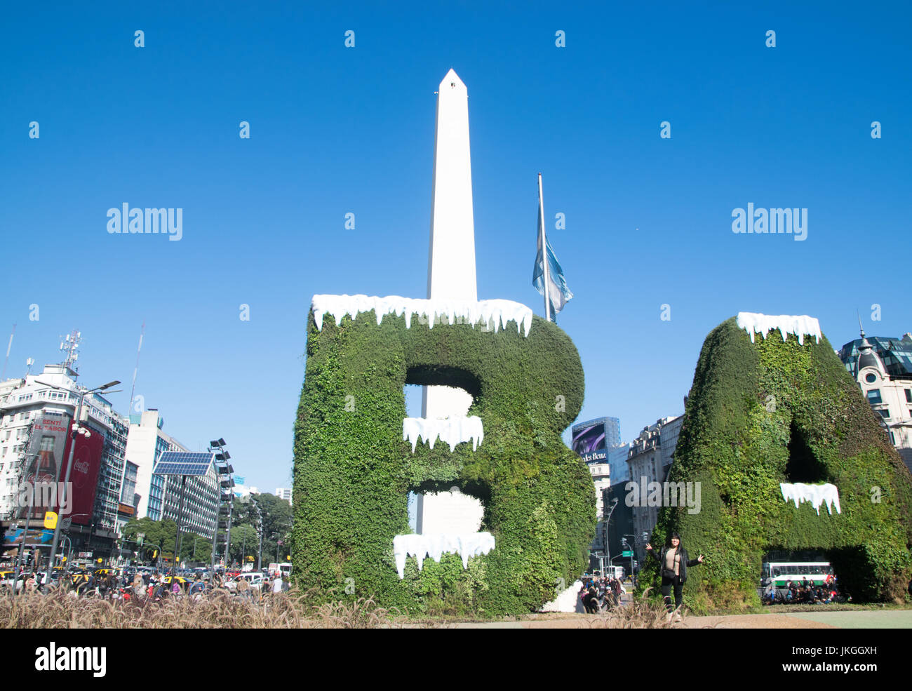 Buenos aires obelisco and the ba sign hi-res stock photography and ...