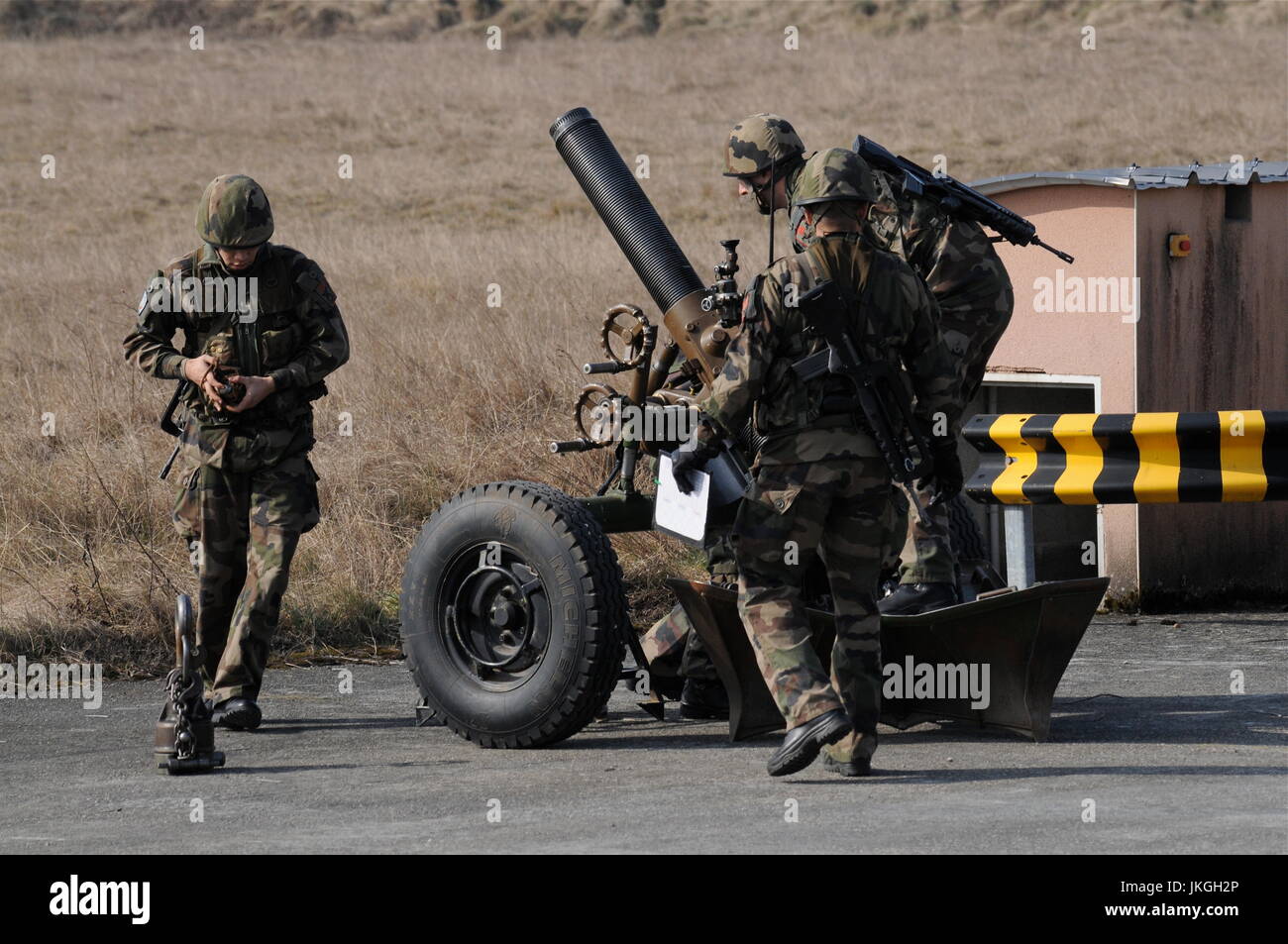 A battery of Caesar guns takes part to a drill at La Valbonne camp ...