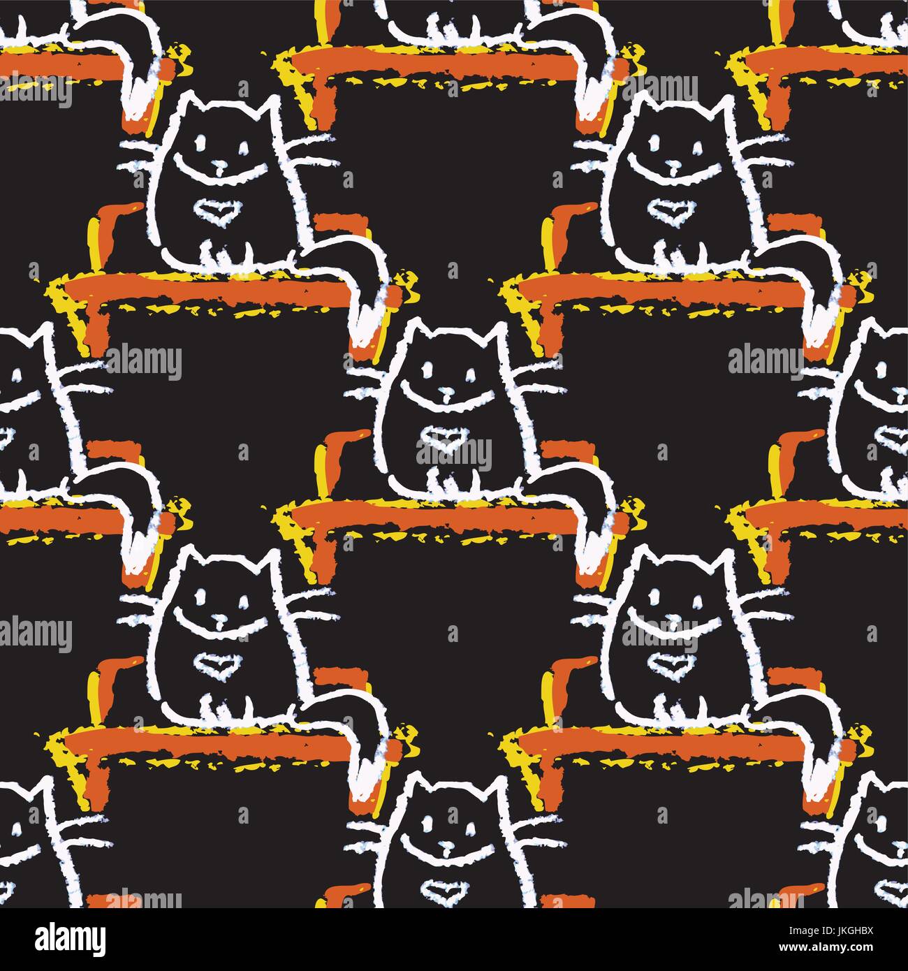 Black and white cat on bench Stock Vector Images - Alamy