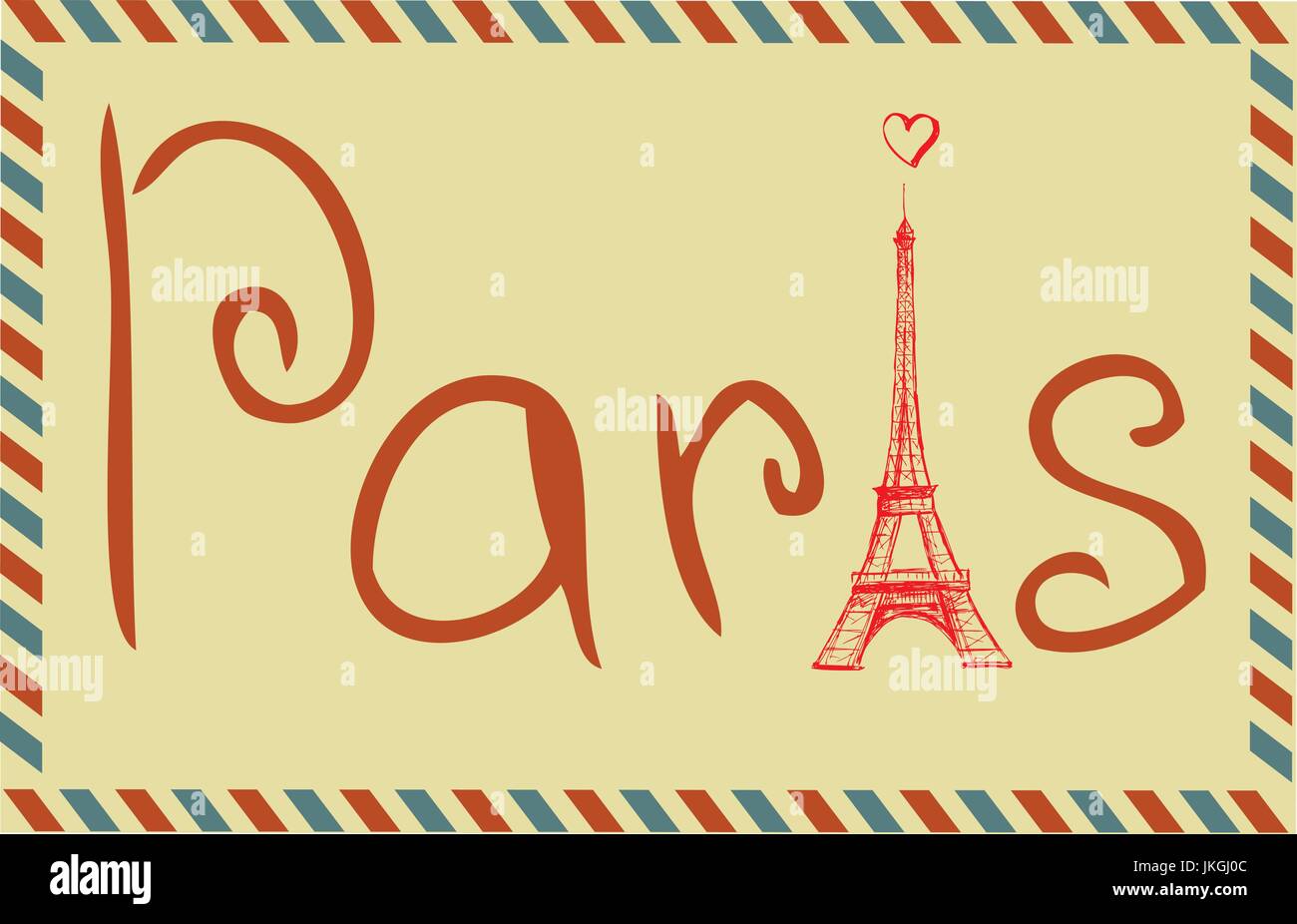 Tower Eiffel with Paris lettering. Vintage Vector illustration Stock ...