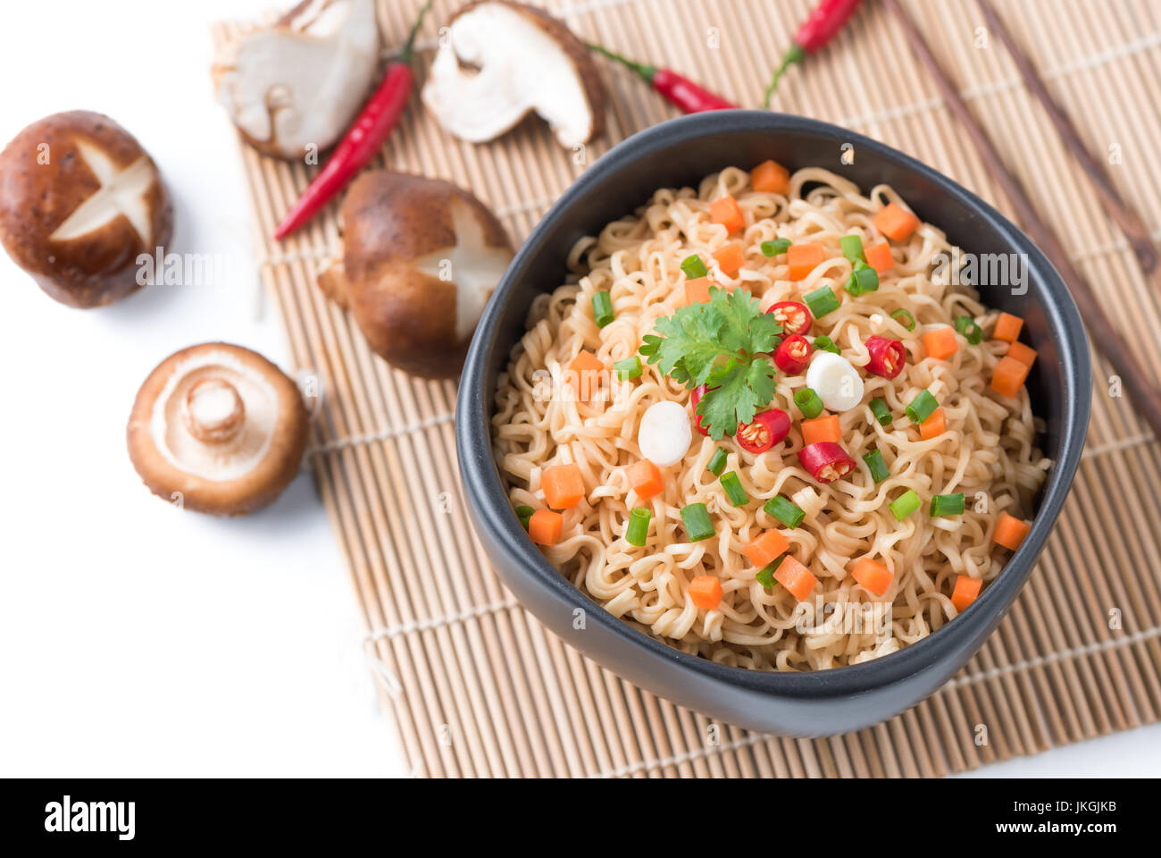 Instant noodles with vegetable isolated on white background Stock Photo ...