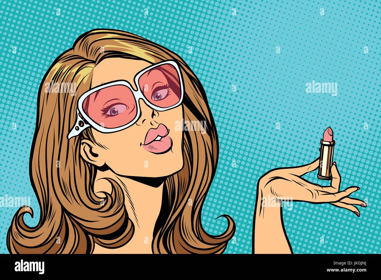 Beautiful woman with lipstick in hand Stock Vector Image & Art - Alamy