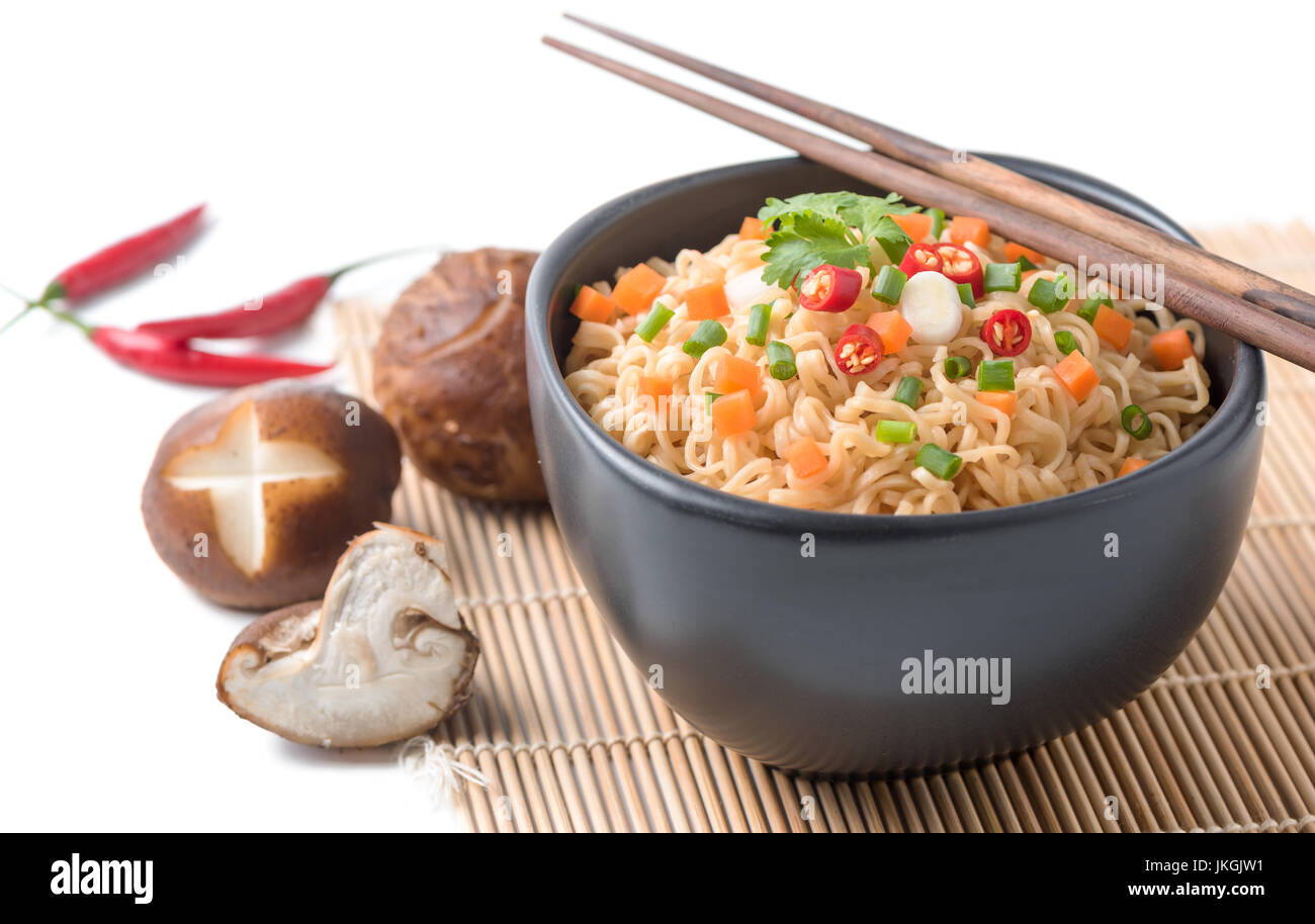 Instant noodles with vegetable isolated on white background Stock Photo ...