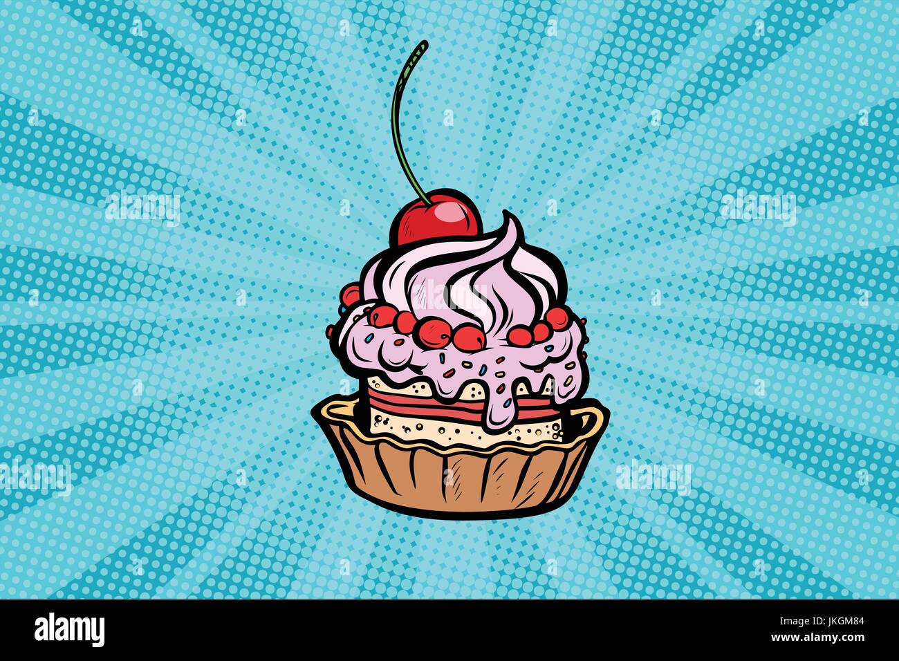 Pink cream cupcake Stock Vector Images - Alamy