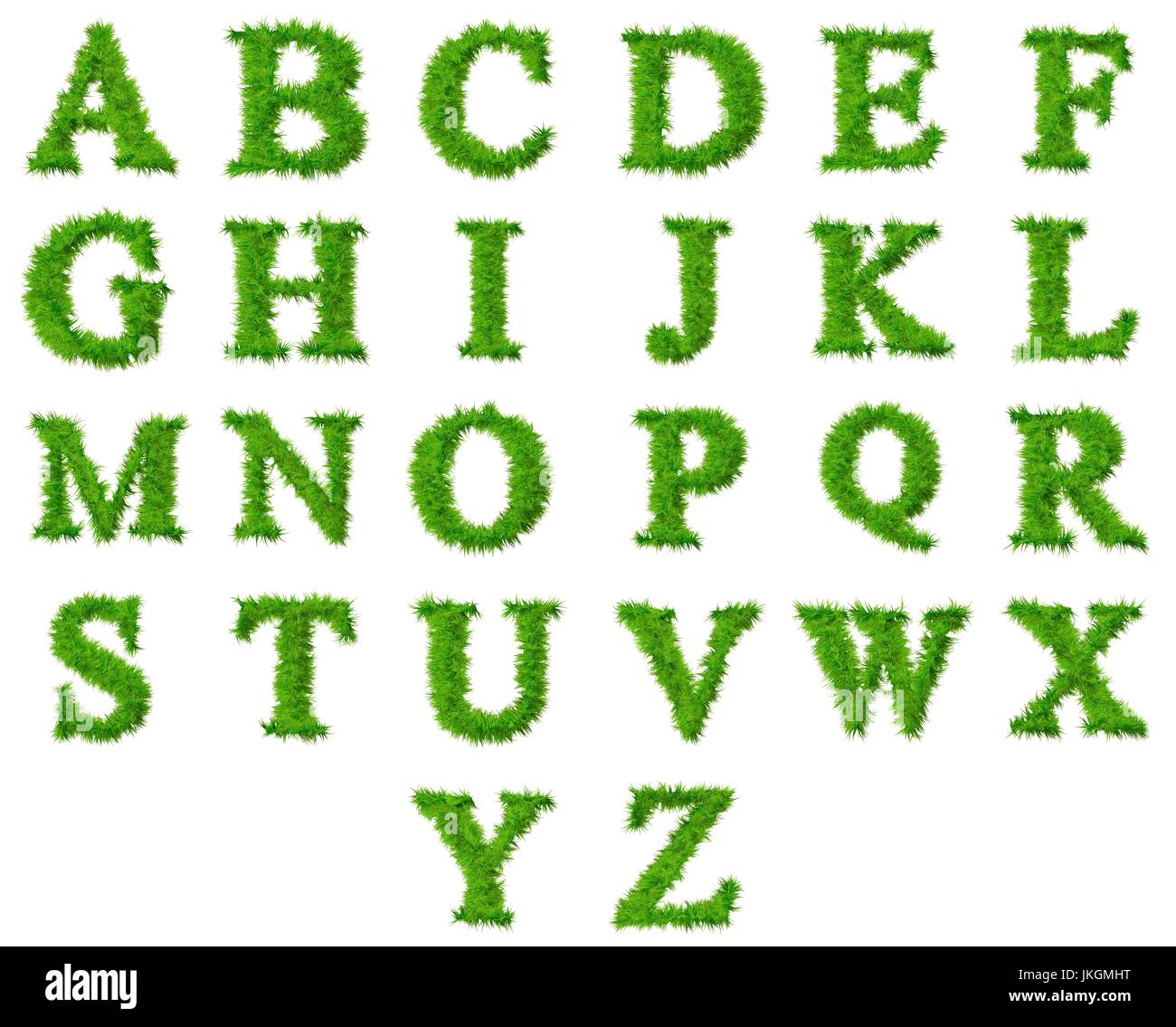 Conceptual set collection of green grass, eco font isolated on white ...