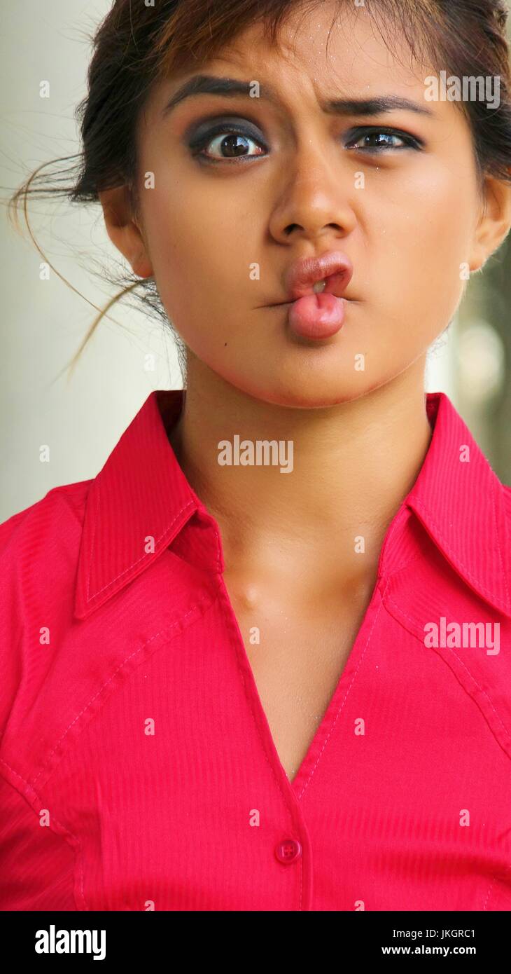Female Making Funny Faces Stock Photo - Alamy