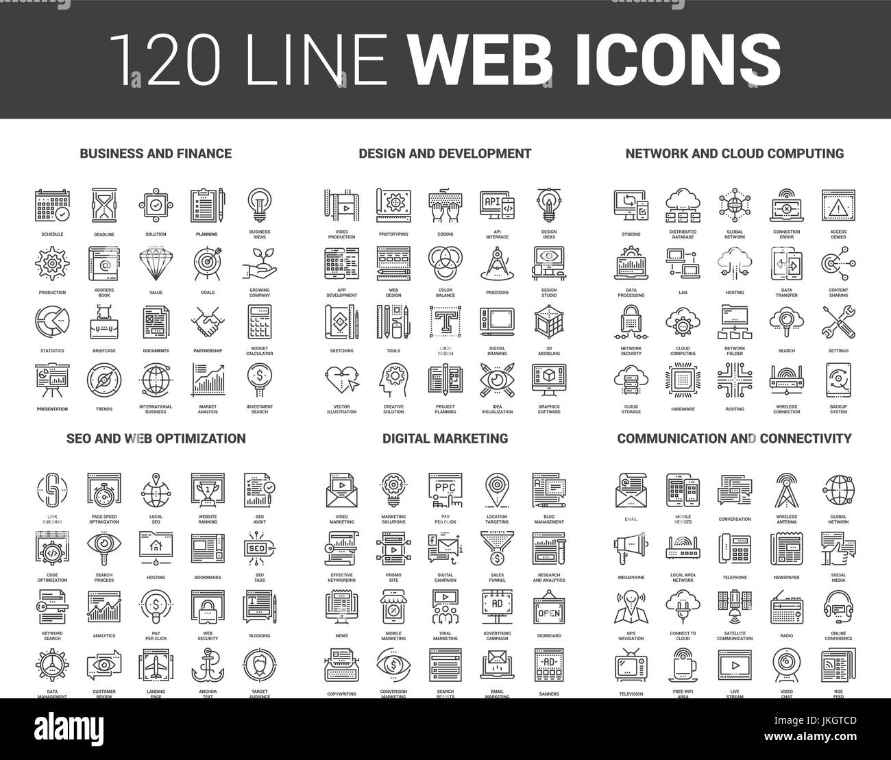Flat Line Web Icons Stock Vector Image & Art - Alamy