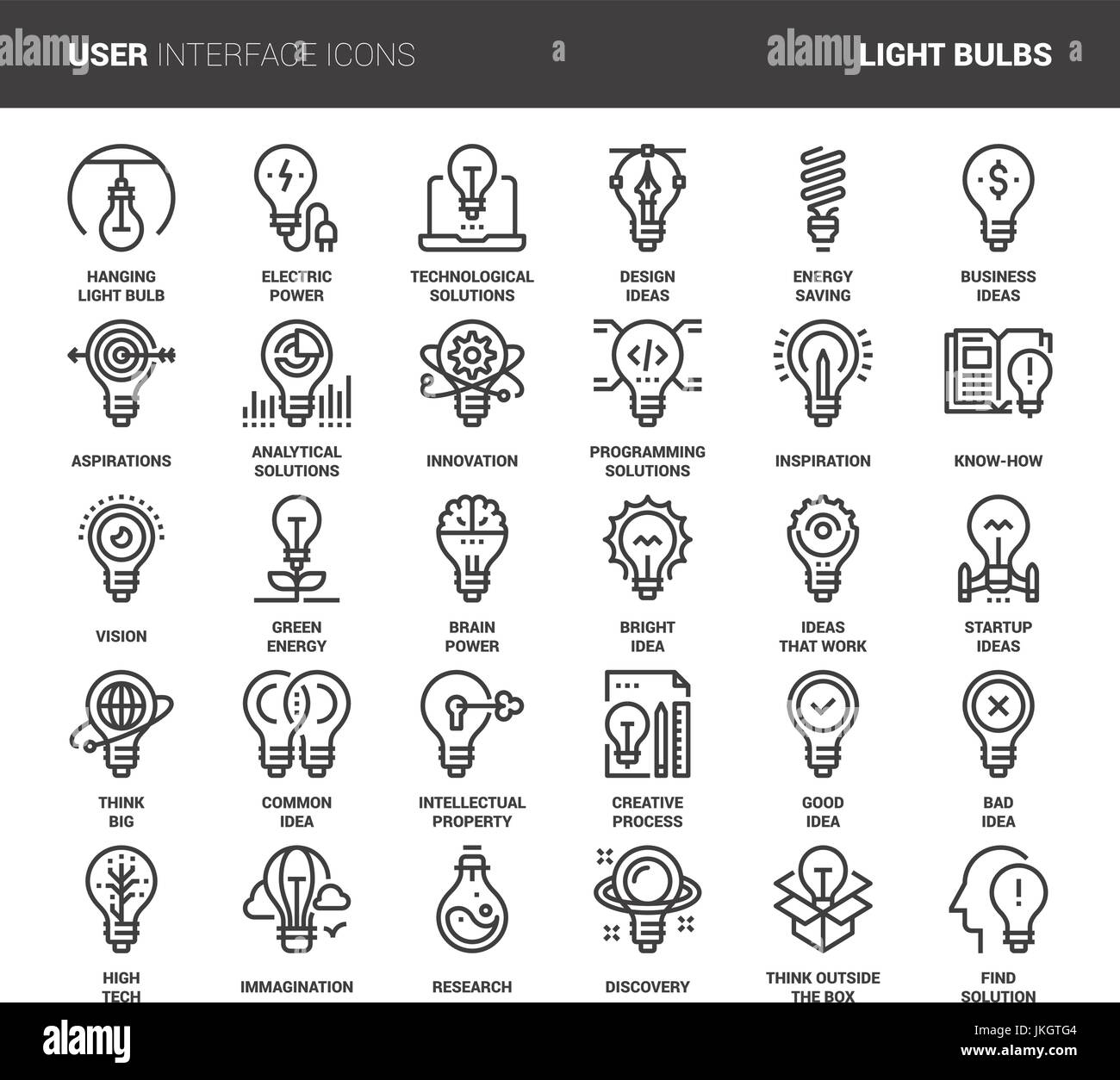 Line light bulbs icons Stock Vector Images - Alamy