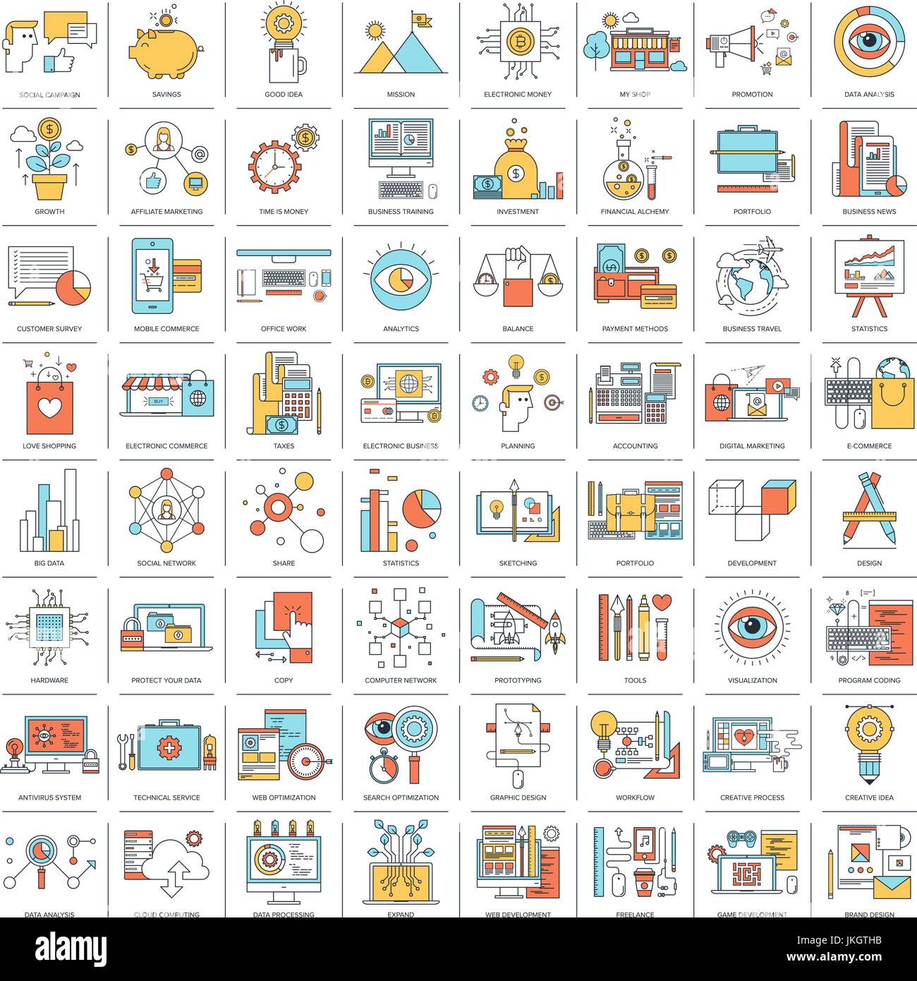 Line vector infographic flat Stock Vector Images - Alamy