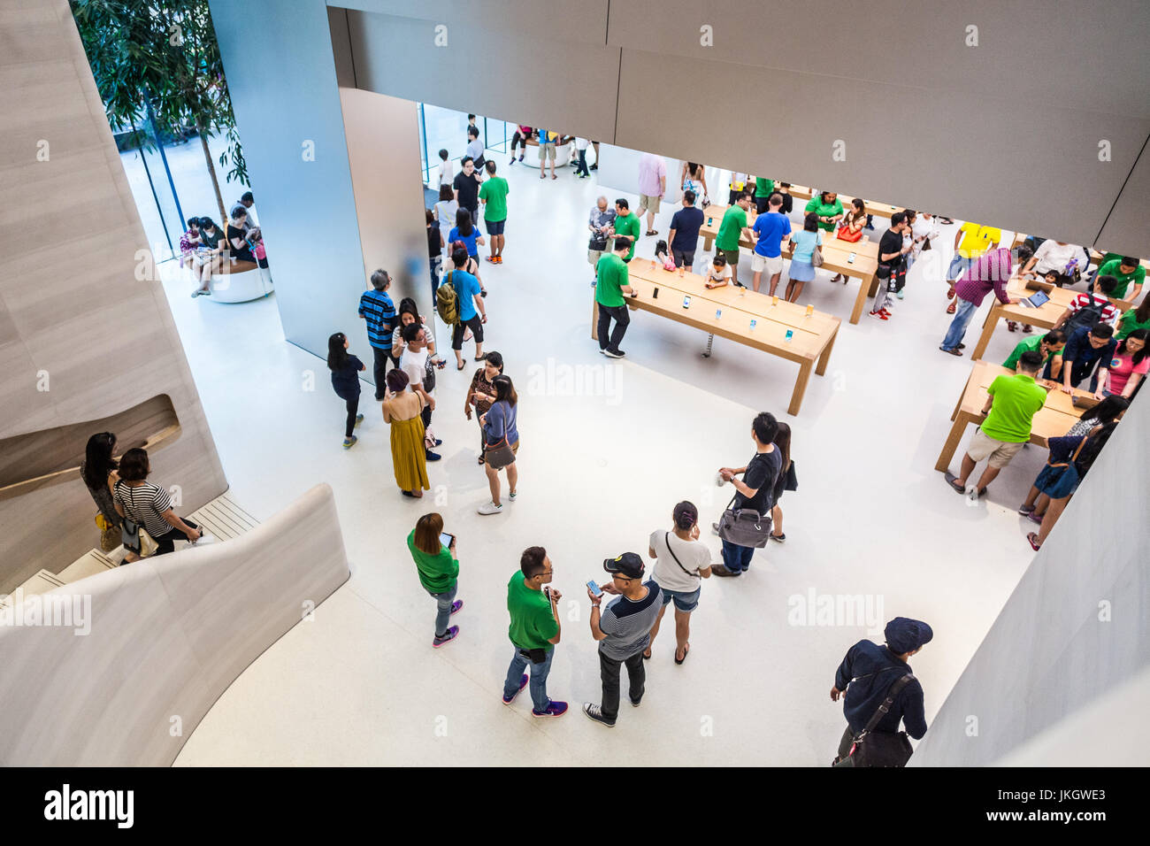 SINGAPORE - MAY 28, 2017: Interior of the first Apple Store in ...