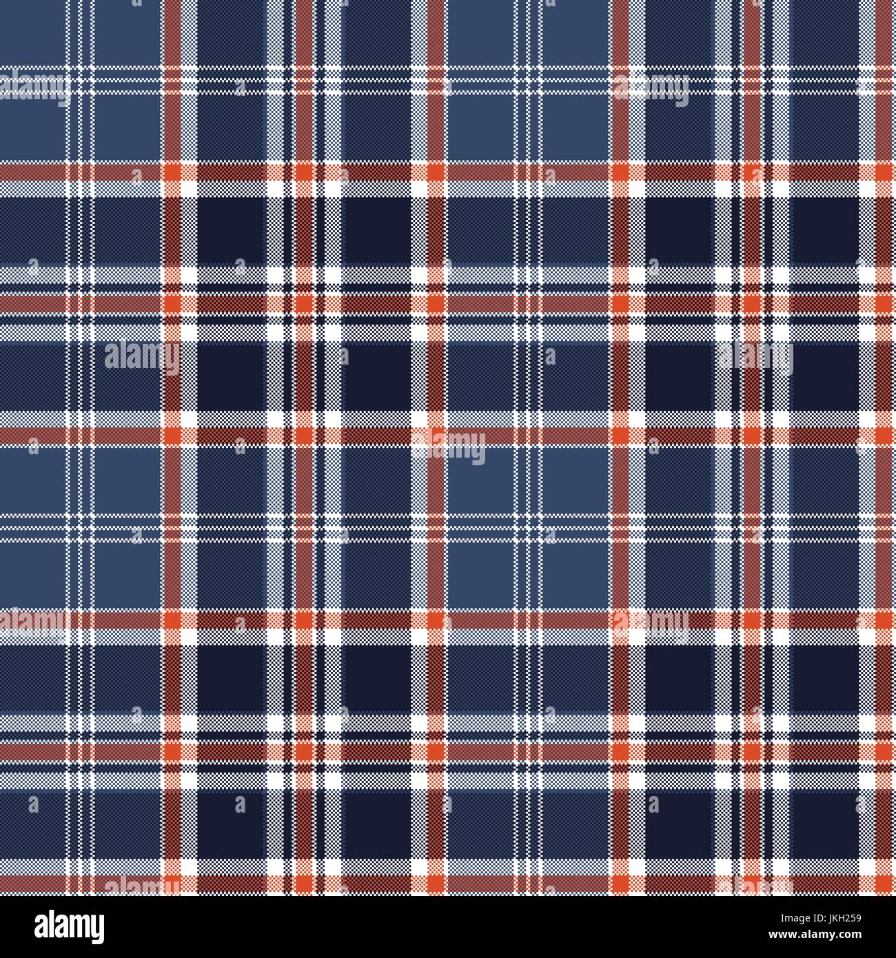 Blue check fabric texture pixel seamless pattern. Vector illustration ...