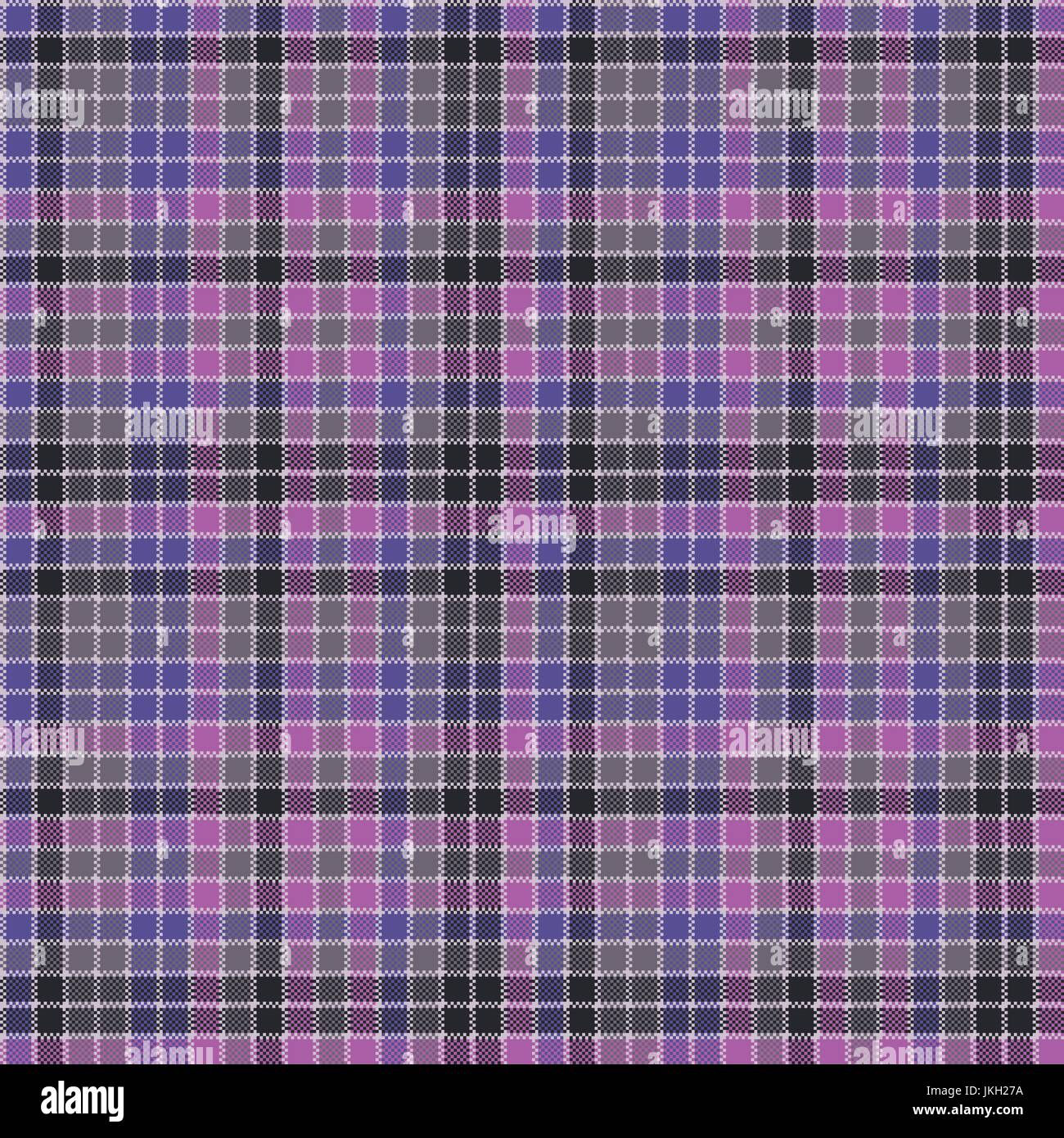 Blue purple check mosaic plaid seamless fabric texture. Flat design ...