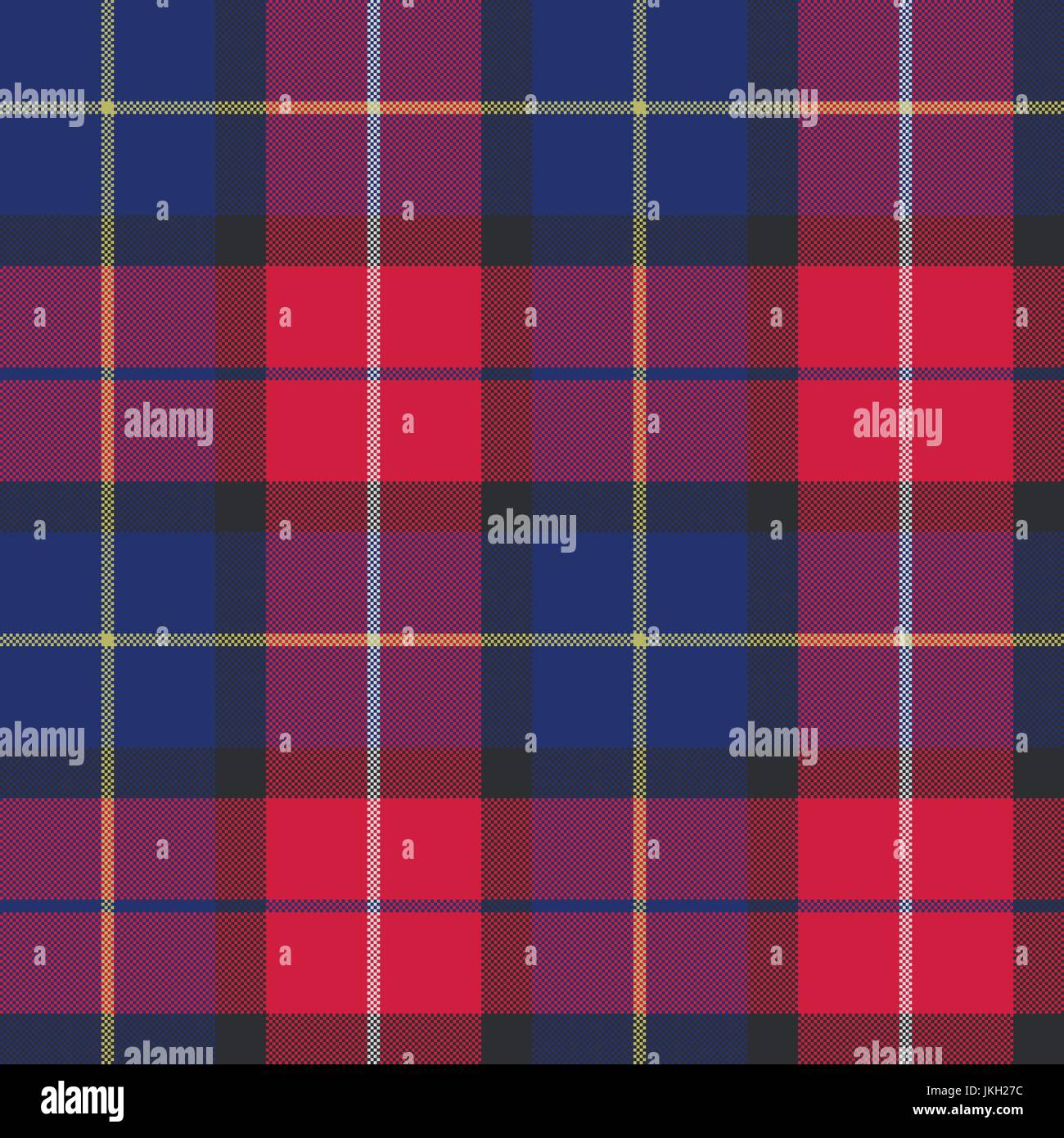 Blue tartan pixel fabric texture seamless pattern. Vector illustration ...