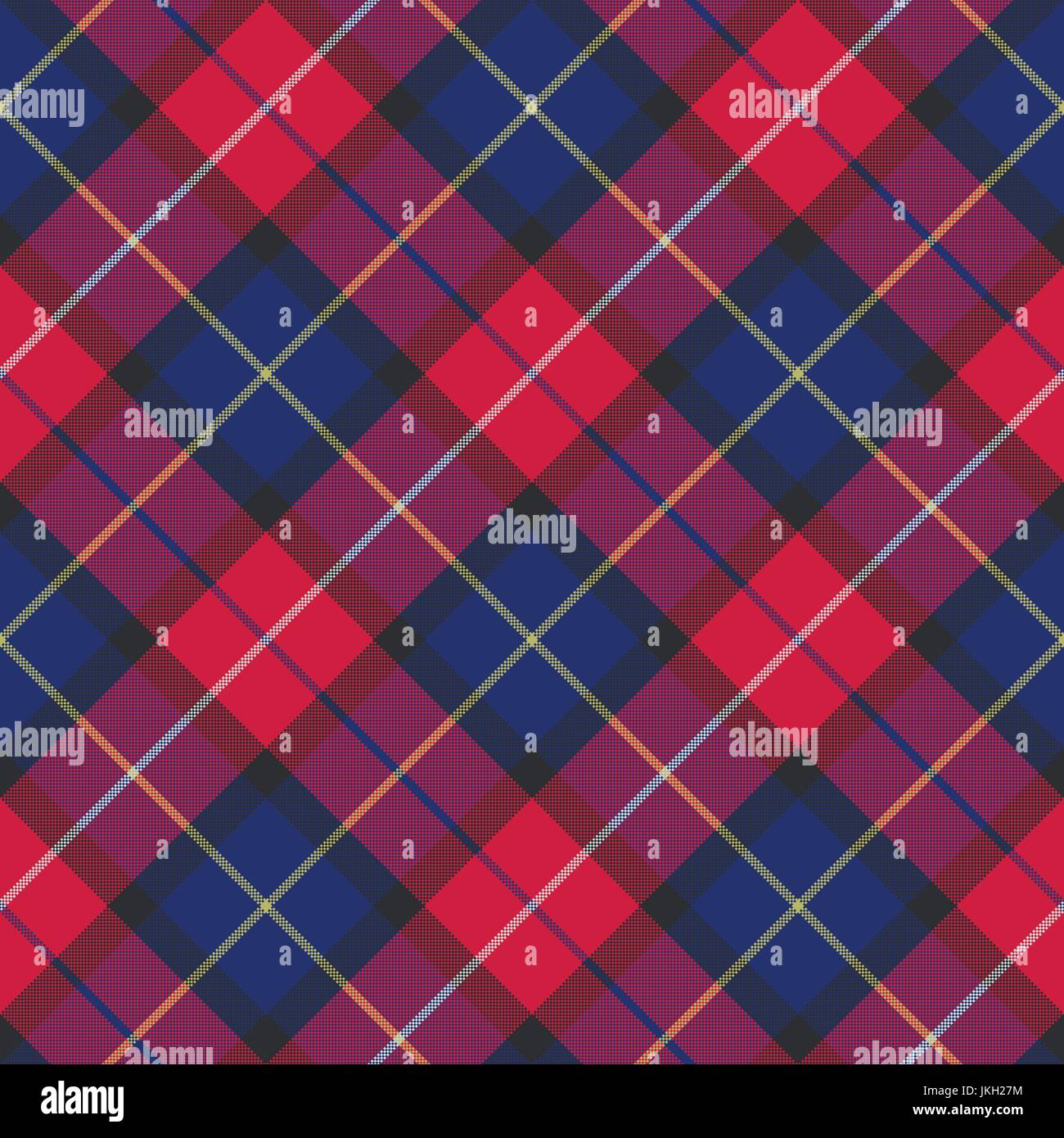 Blue tartan pixel fabric texture seamless pattern. Vector illustration ...