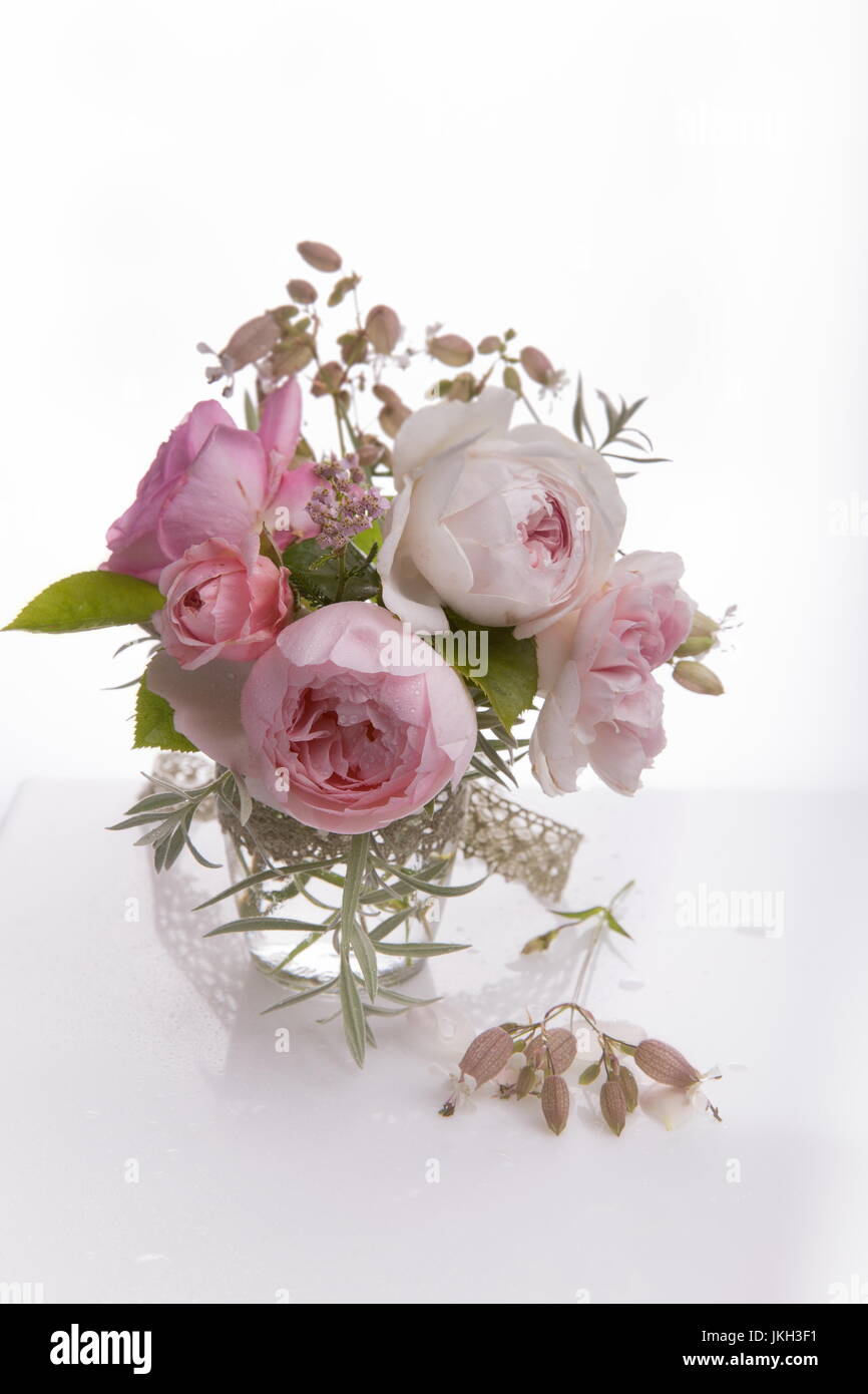 Beautiful English rose flower bouquet on white background Stock Photo ...