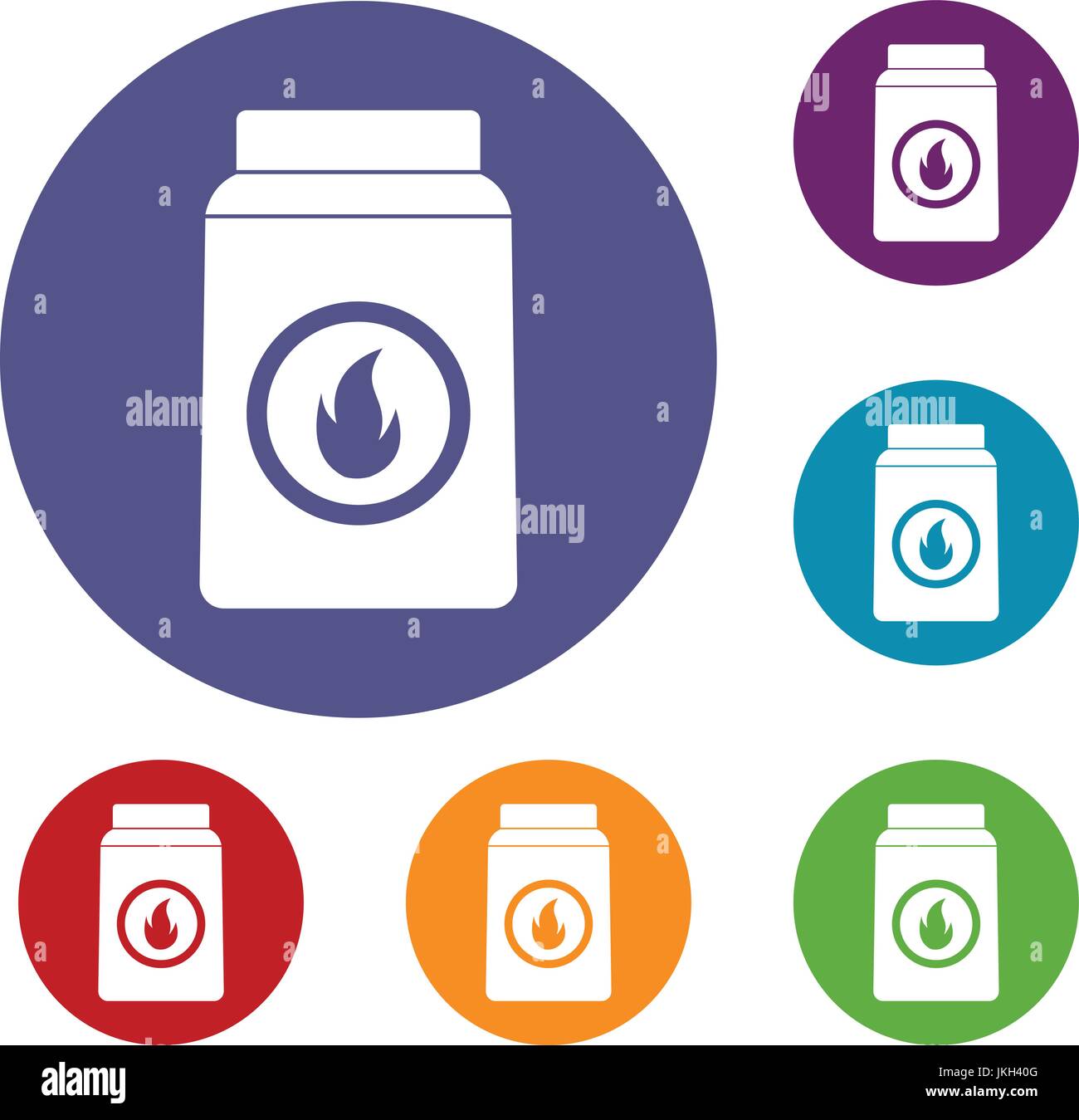 Matchbox icons set in flat circle red, blue and green color for web ...