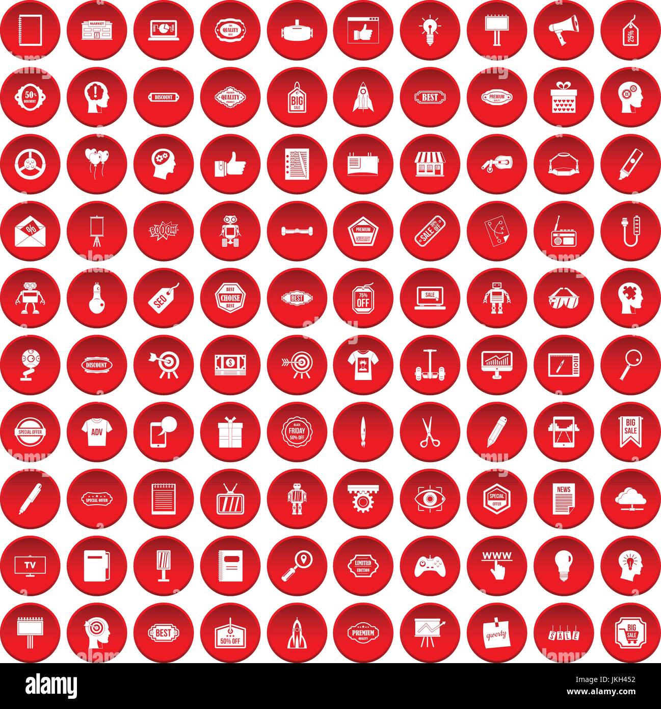 100 creative marketing icons set red Stock Vector Image & Art - Alamy