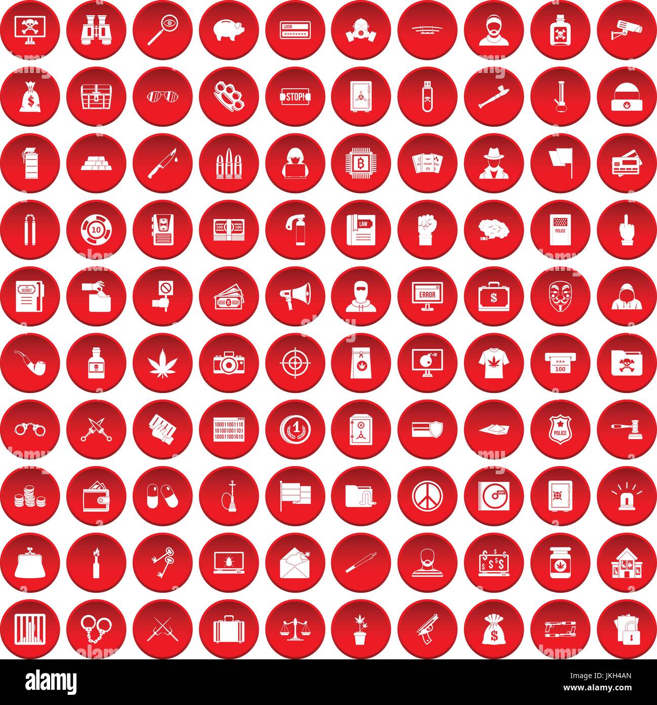 100 criminal offence icons set red Stock Vector Image & Art - Alamy