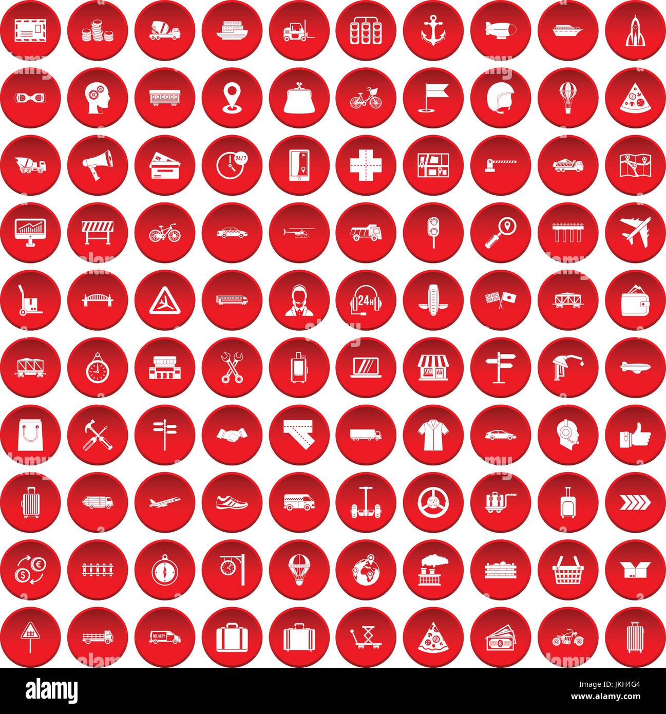 100 delivery icons set red Stock Vector Image & Art - Alamy