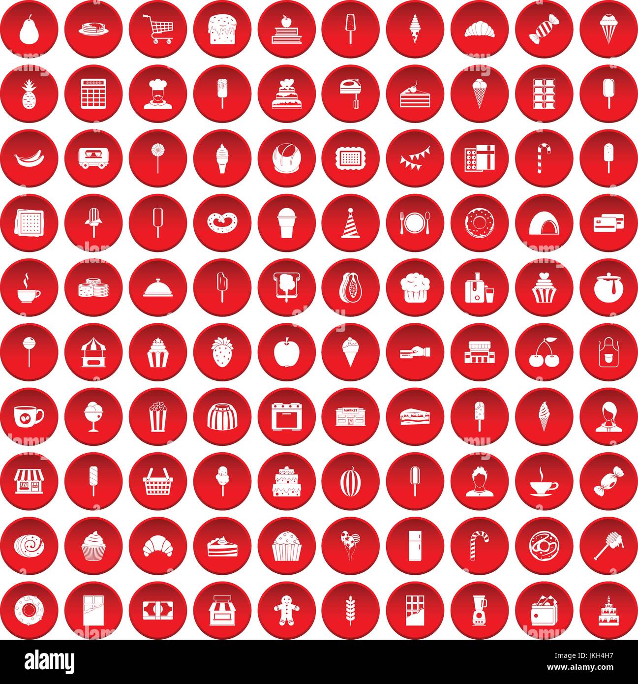 100 dessert icons set red Stock Vector Image & Art - Alamy