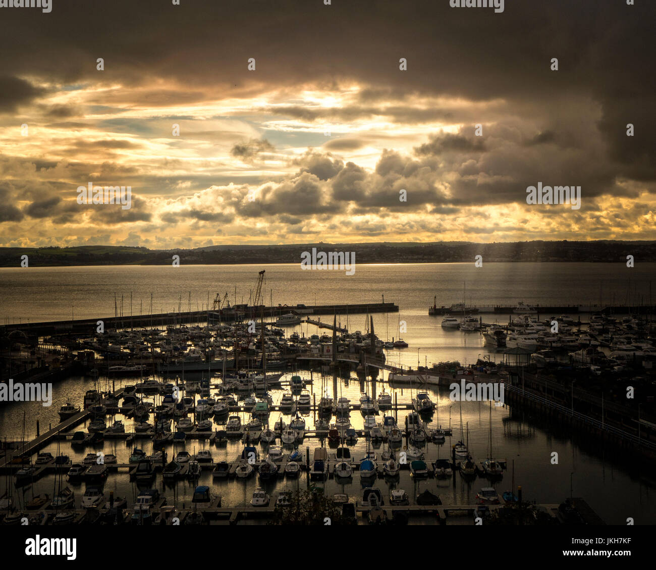 GB - DEVON: Sunset over Torquay Harbour and Torbay Stock Photo - Alamy