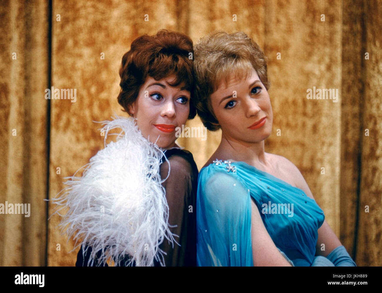 Julie Andrews and Carol Burnett, rehearsing their skit which was ...