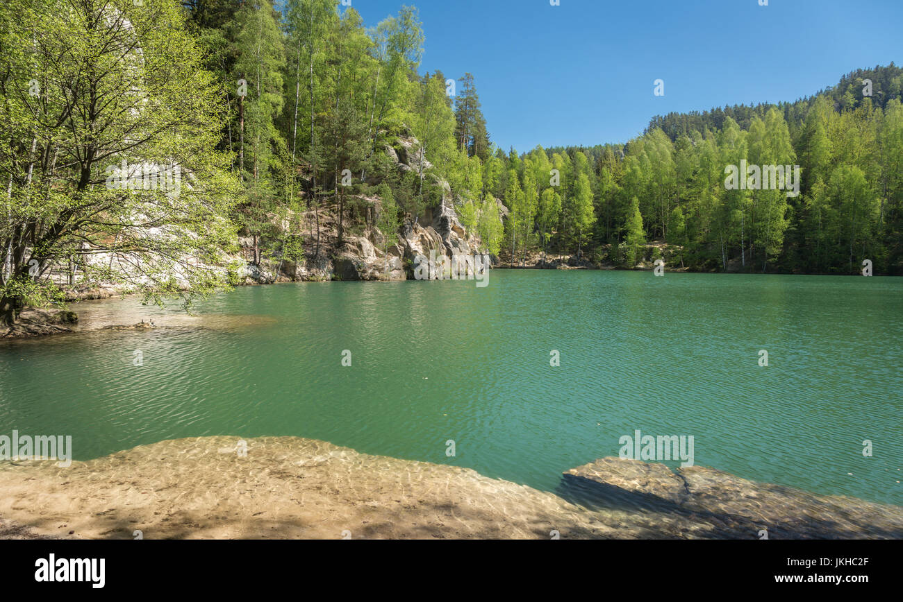 Mountain lake in Bohemia Czech Republic Stock Photo - Alamy