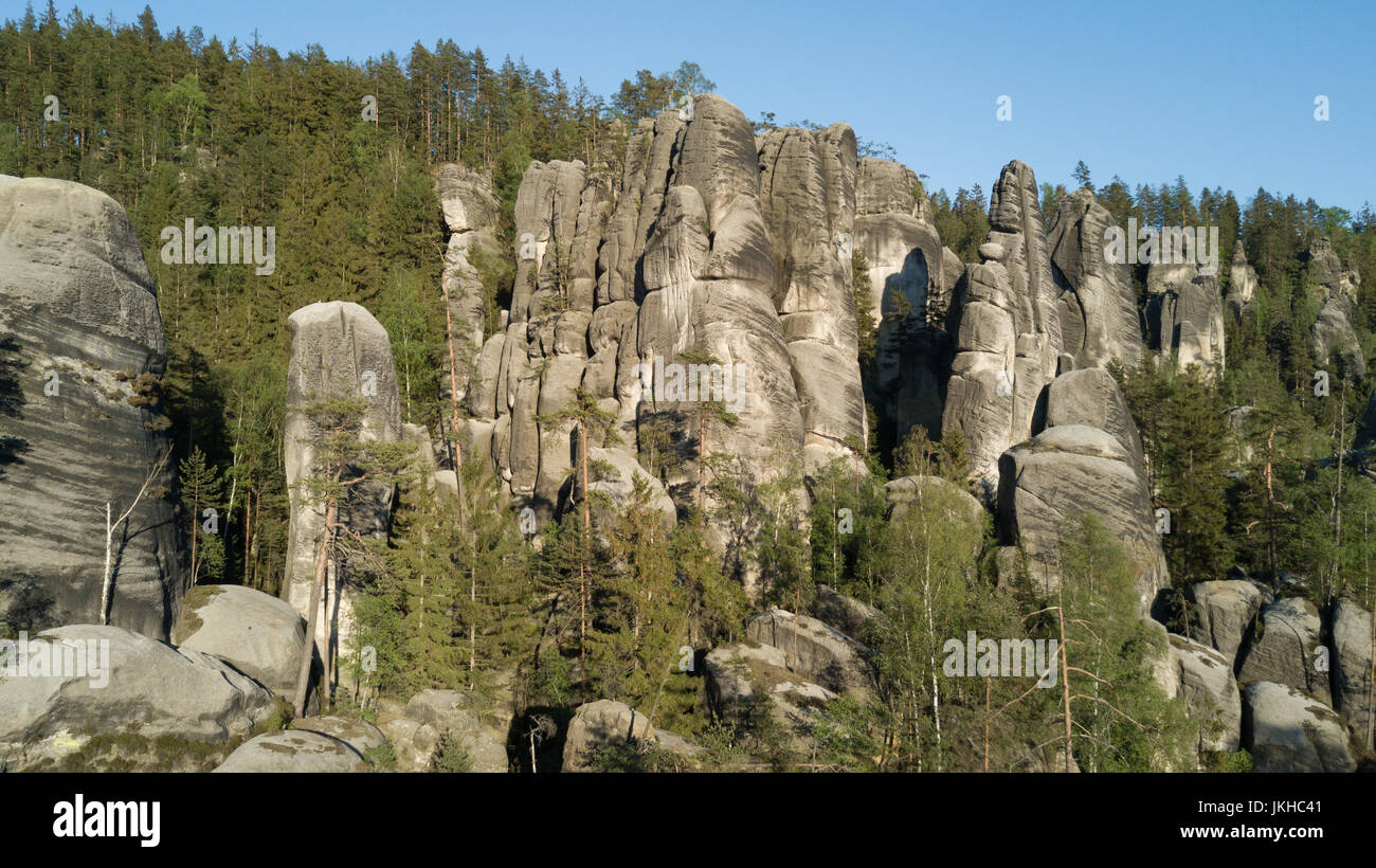 Aerial view of Unusual stone cliffs in Bohemia Czech Republic Stock ...