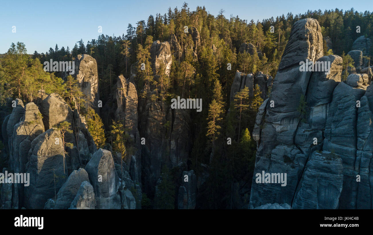Aerial view of Unusual stone cliffs in Bohemia Czech Republic Stock ...